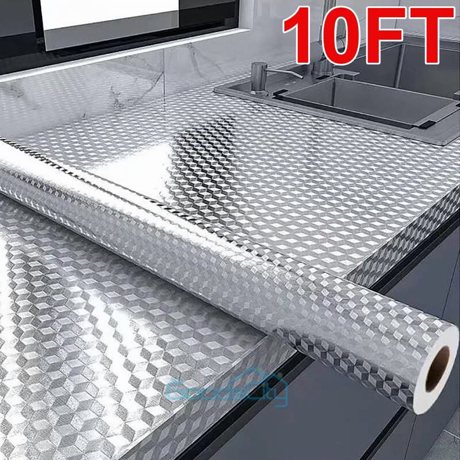 10Ft Kitchen Oil-Proof Wall Sticker Self Adhesive Waterproof Aluminum ...