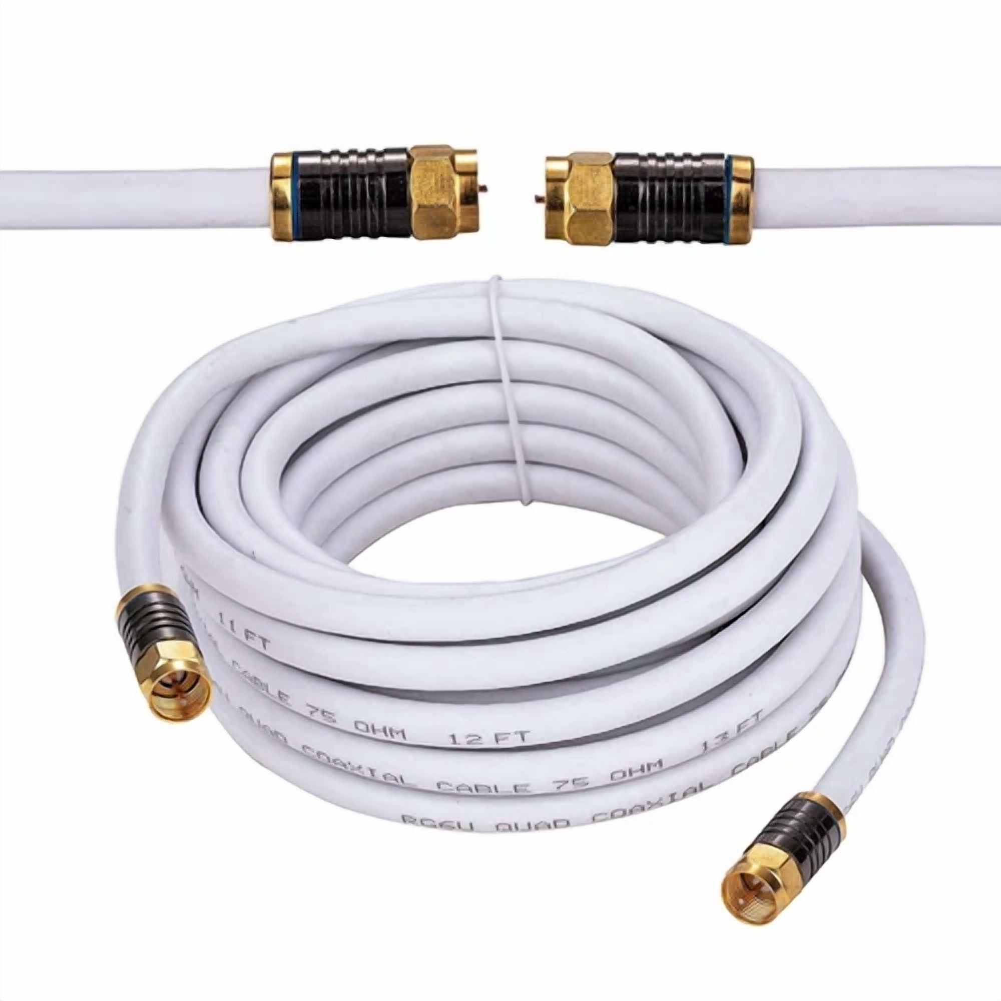 10Ft Rg6 Quad Shield Coaxial Cable In Wall Cl2 18Awg Tv Antenna ...