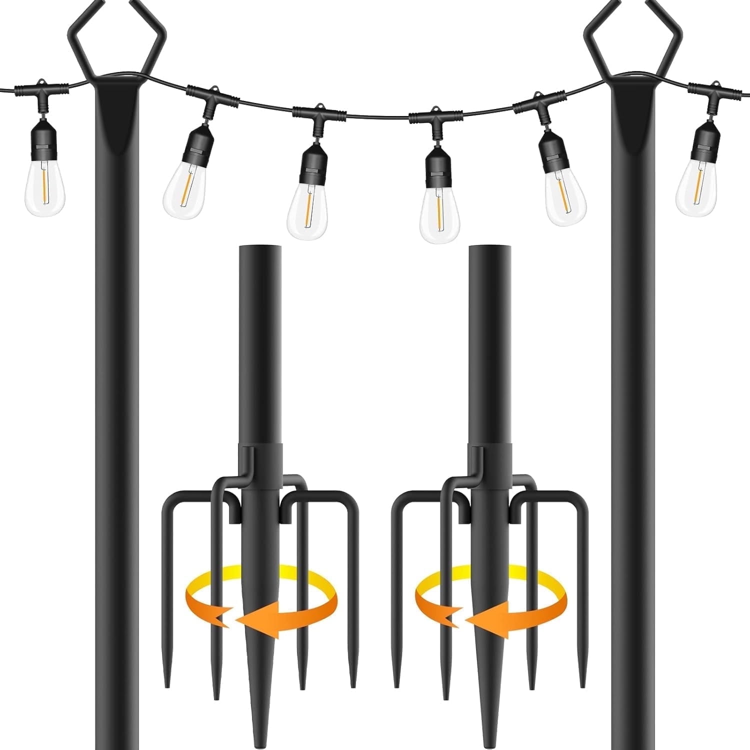 2 Pack 10Ft String Light Poles for Patio, Deck, Backyard and Outdoor ...