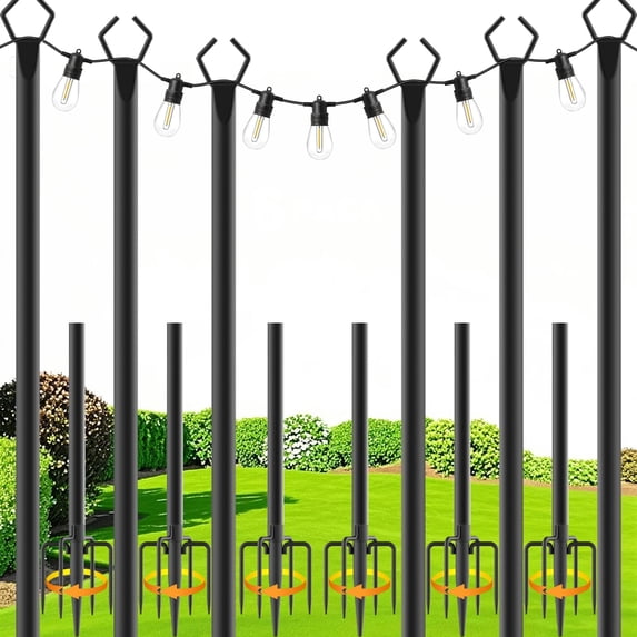10Ft String Light Poles,Light Poles for Outside Lights with Fork ...