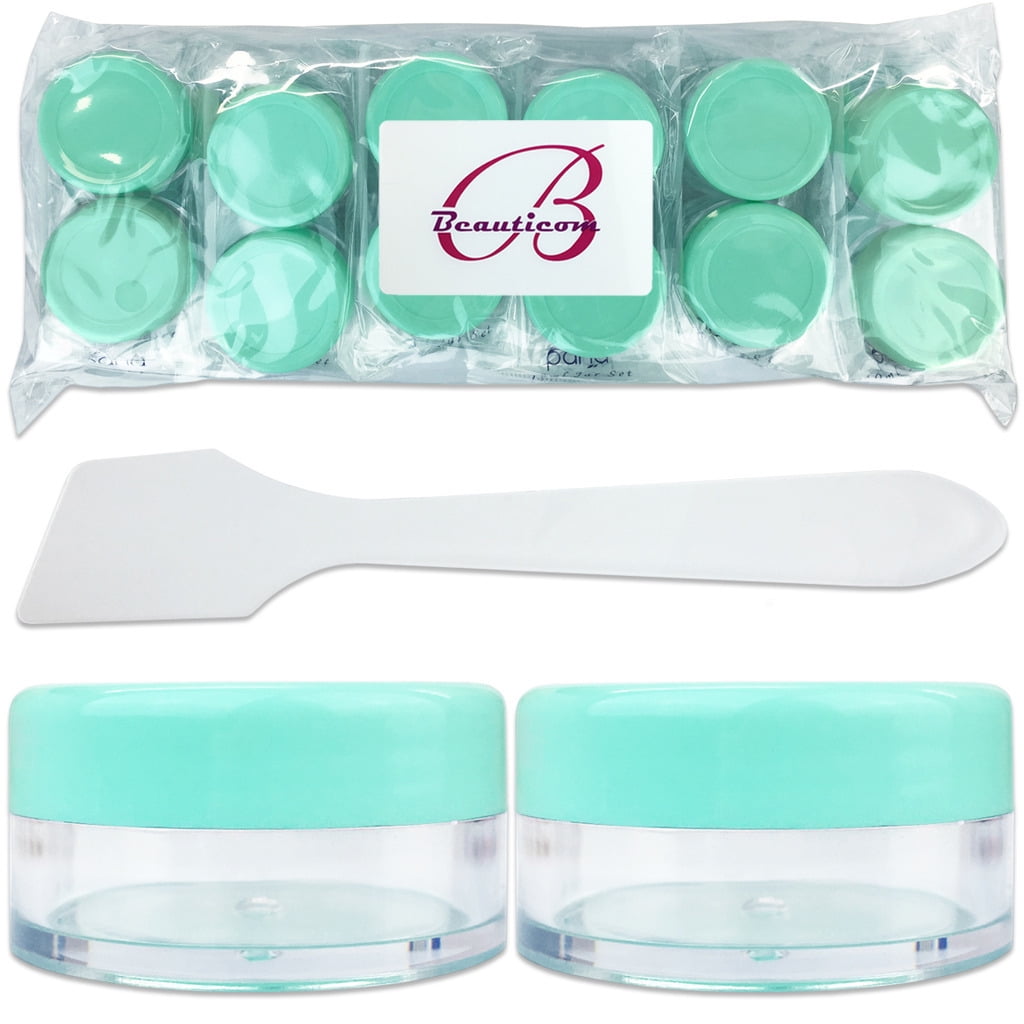 10G/10ML Plastic Clear Cosmetic Sample Jars with Pink Lid and Spatulas ...