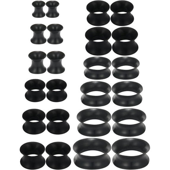 10G-20mm Thin Silicone Ear Gauges Tunnels Stretching Kit Rubber Flesh ...