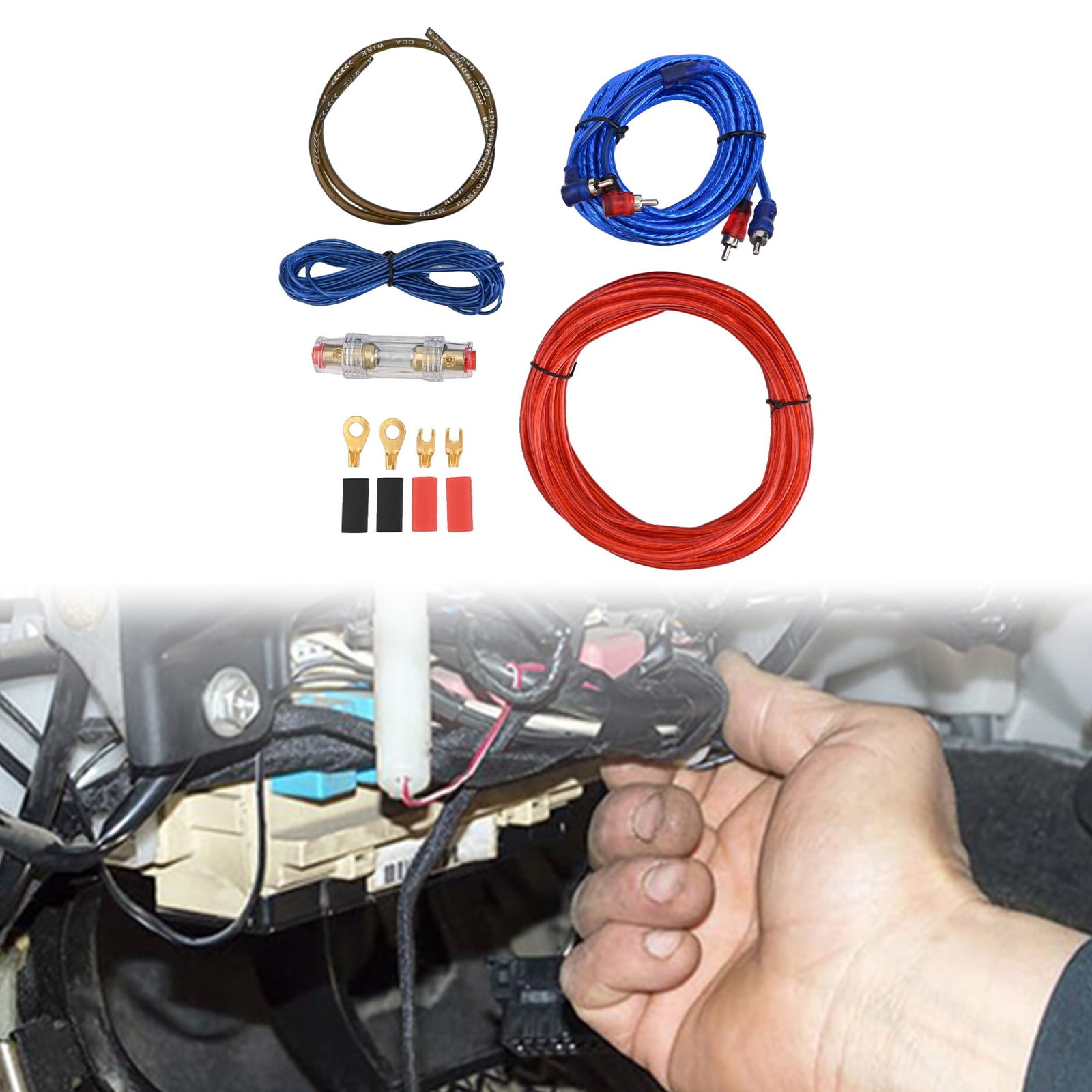 10GA Subwoofer Cable Connection Set 1500W Power Cable Set for Car Audio ...