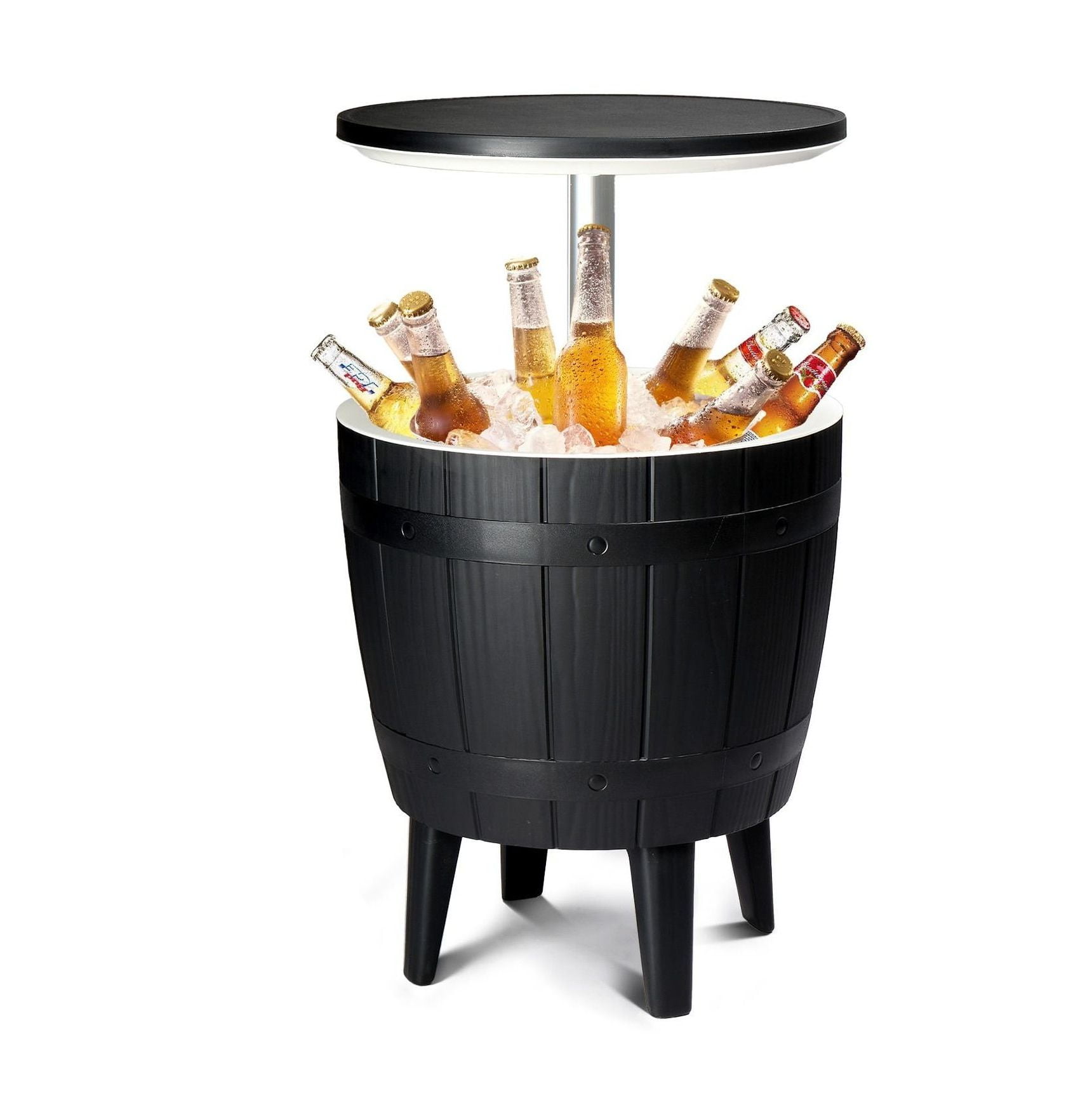 10Gallon Black Four Leg Ice Bucket Plastic Side Table Outdoor Beverage ...