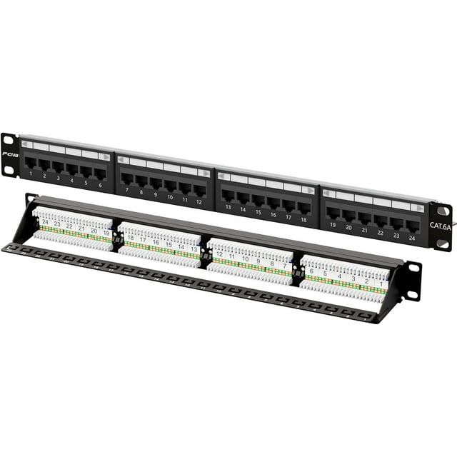 10Gbps Cat6A Patch Panel, 24-Port RJ45 Ethernet Patch Panel for 19 ...