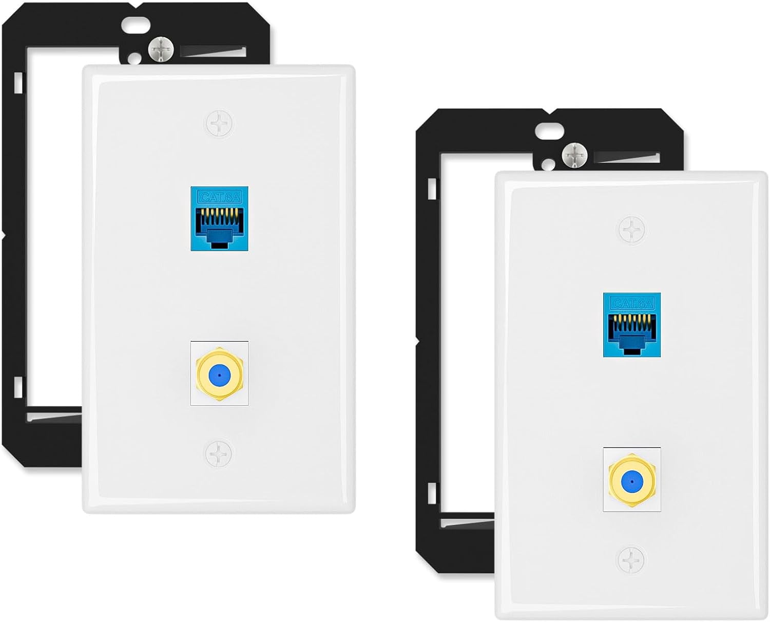 10Gbps Ethernet Wall Plate CAT6A, 1-Port Keystone Wall Plate and Jack ...