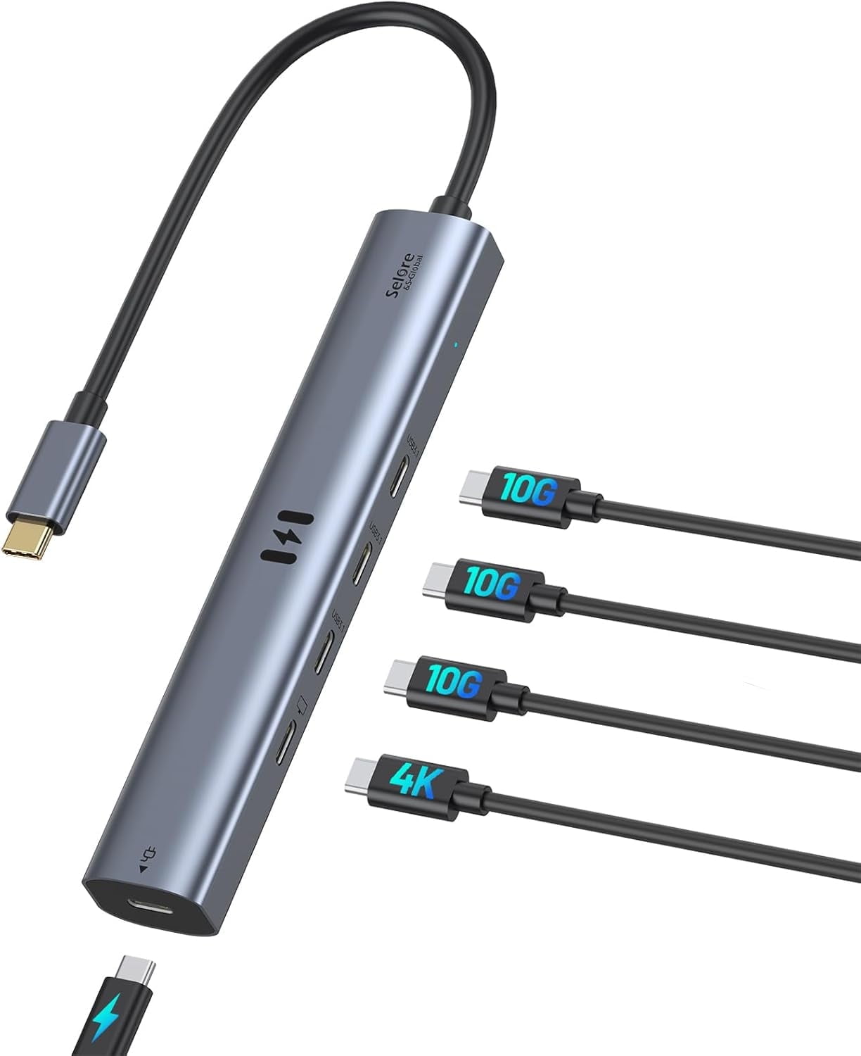 10Gbps USB C Hub with 4K@60Hz Video Display, Selore 5 Ports USB C ...