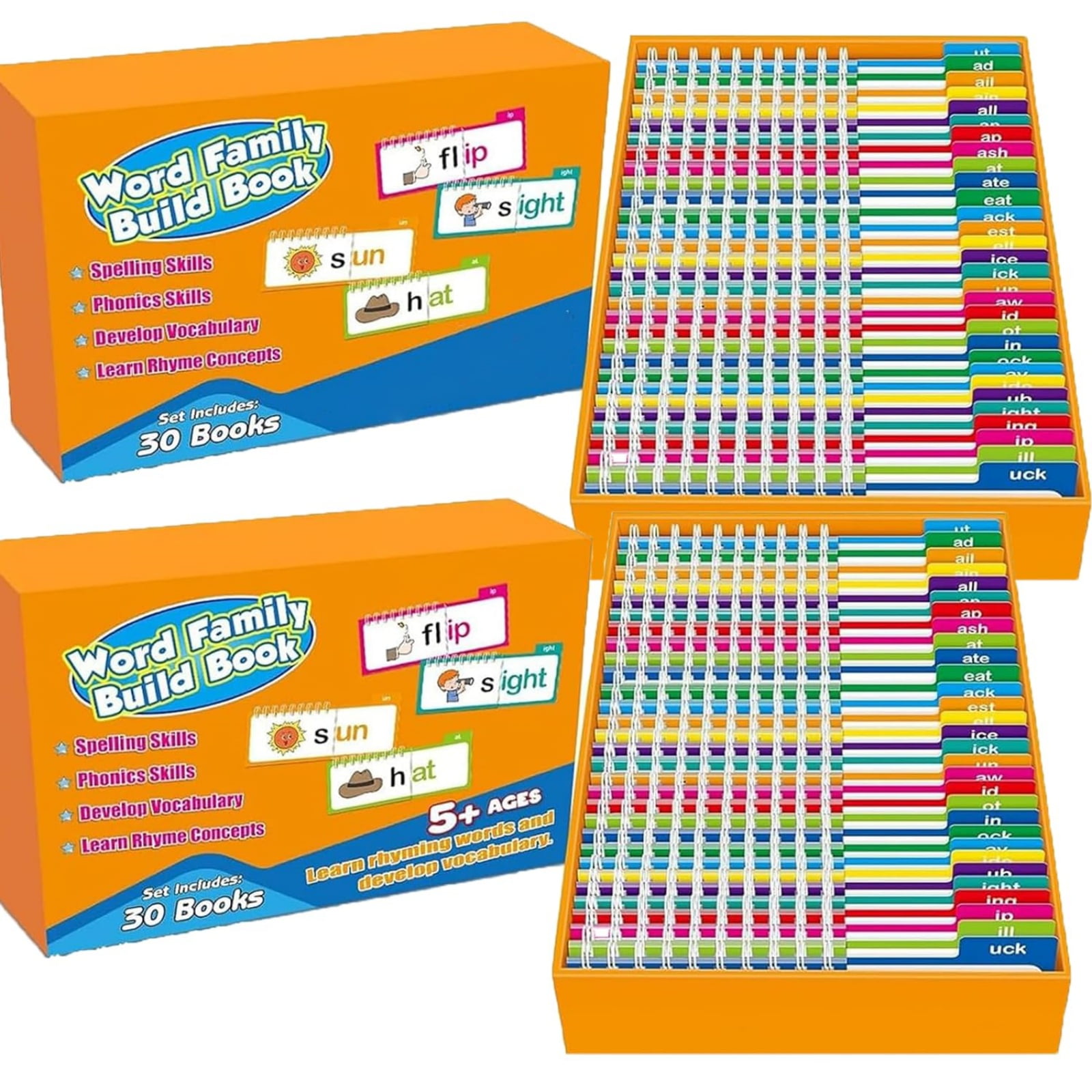 10Inch 30 Books Of Reading and Rhyme,Books Of Words for Family,Flash ...
