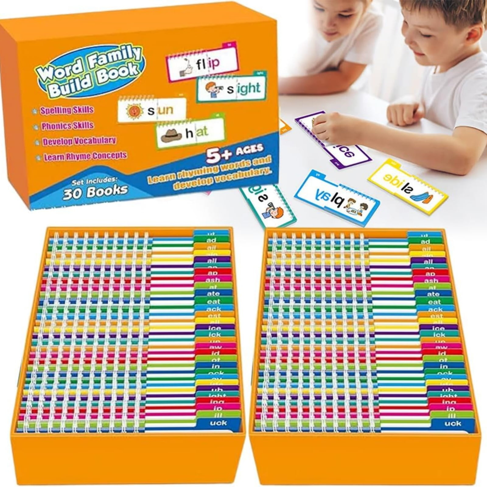 10Inch 30 Rhyming Flip Books for Reading and Writing,Word Family ...