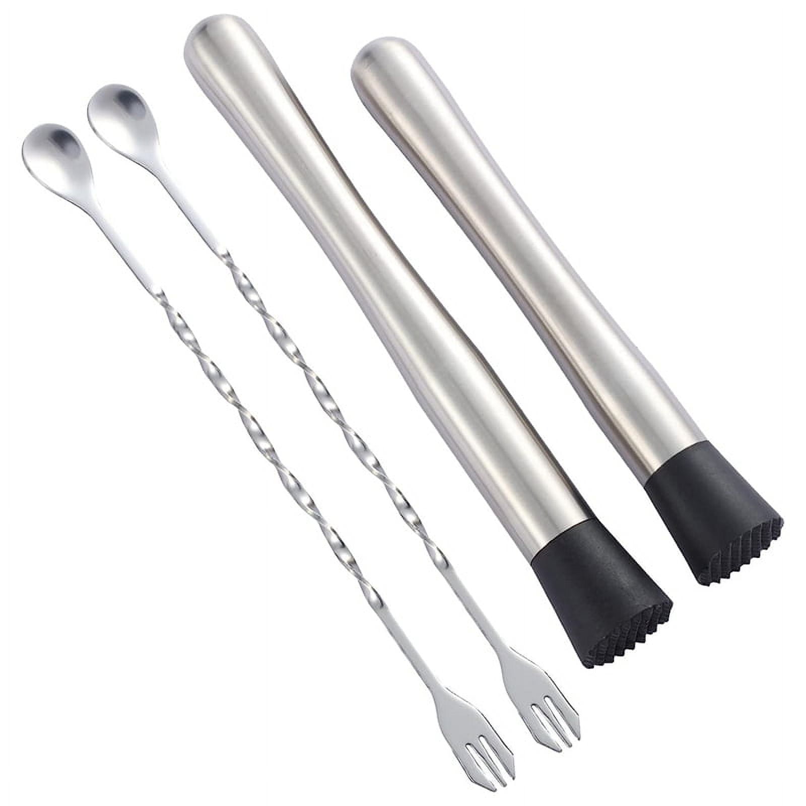 10Inch &8Inch 304 Stainless Steel Cocktail Muddler with 2 Mixing Spoon ...