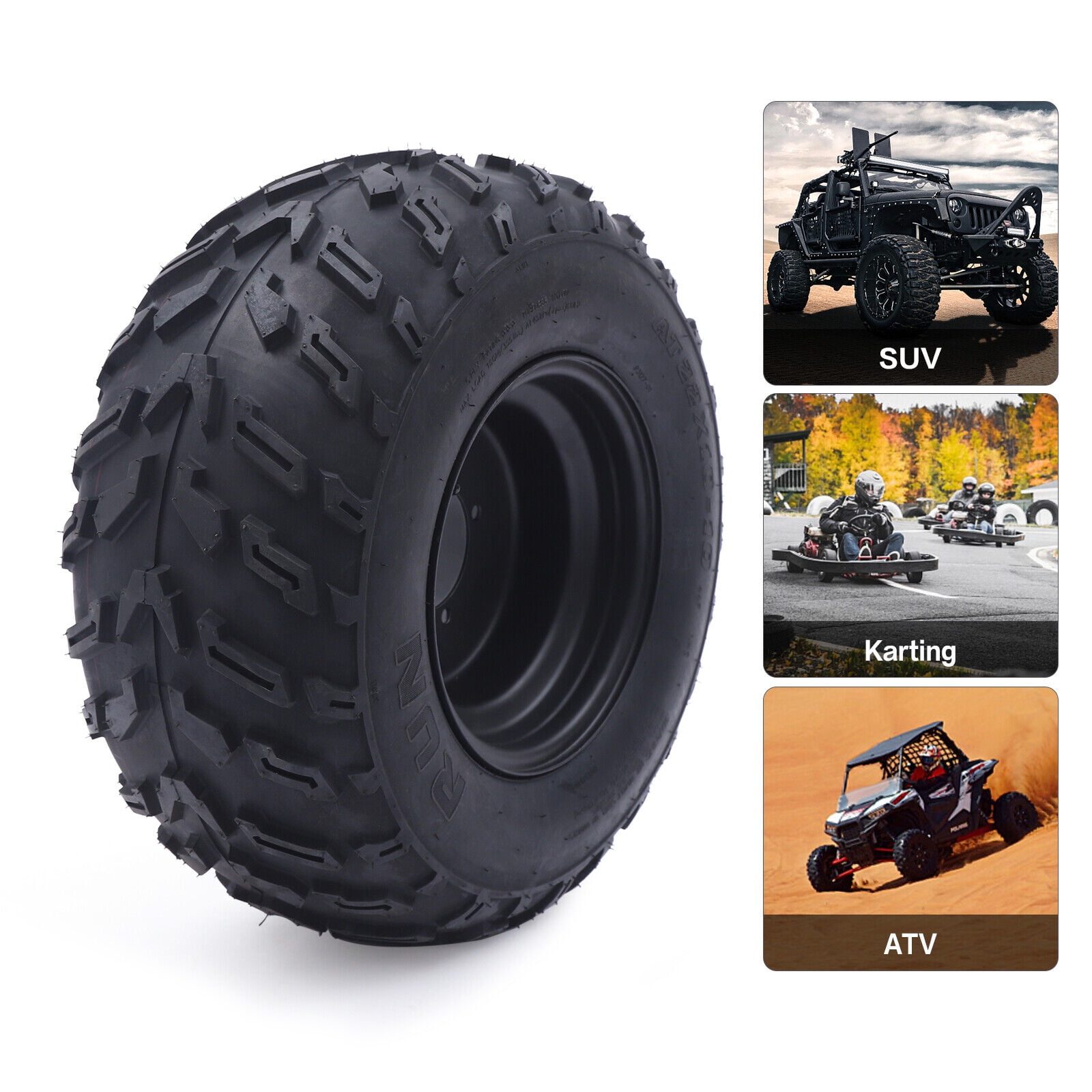 10Inch ATV Wheels Tire Rim, 22x10-10 Front/Rear Quad Tire Wheel Rim for ...