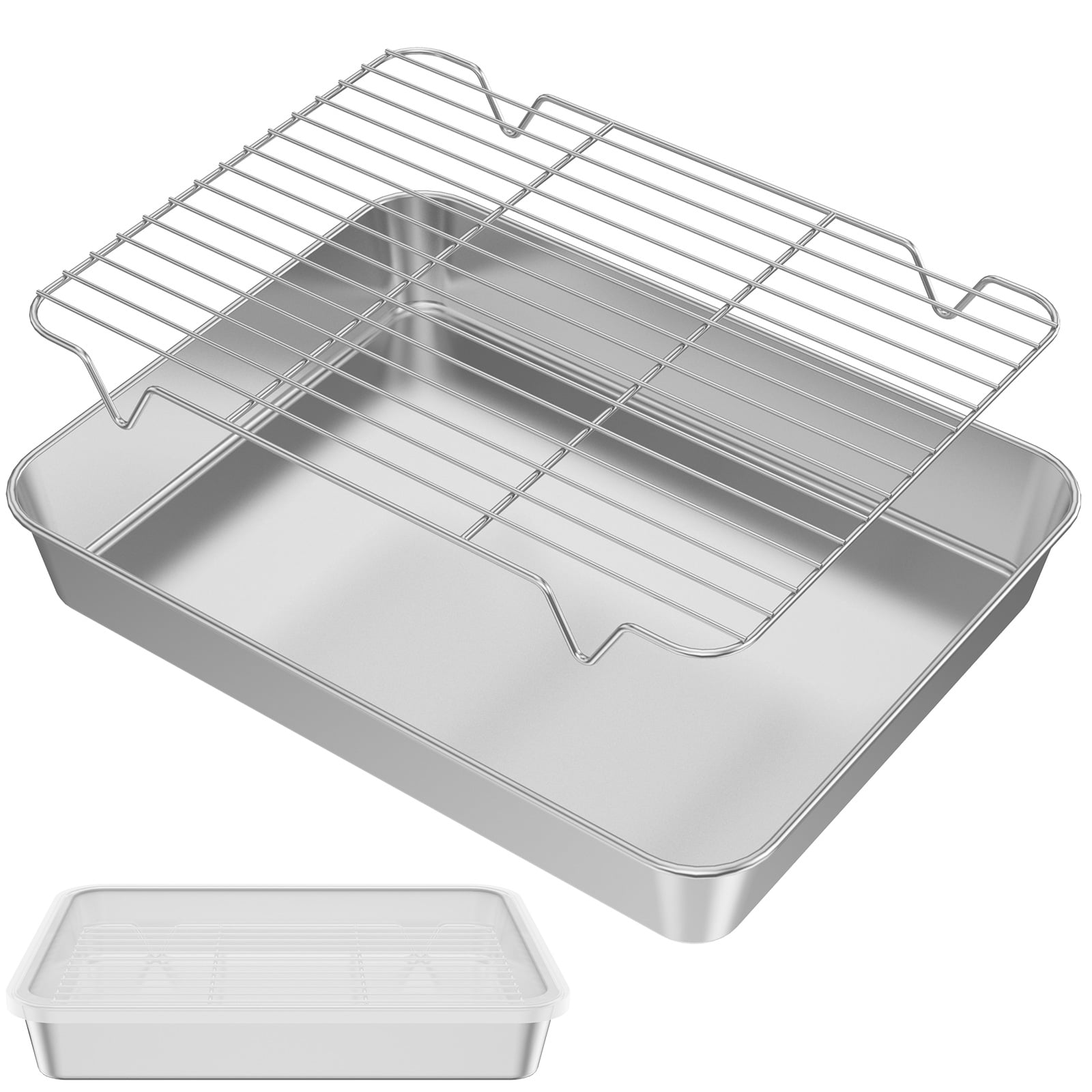 10Inch Baking Tray with Rack and Lid Stainless Steel Oven Trays with ...