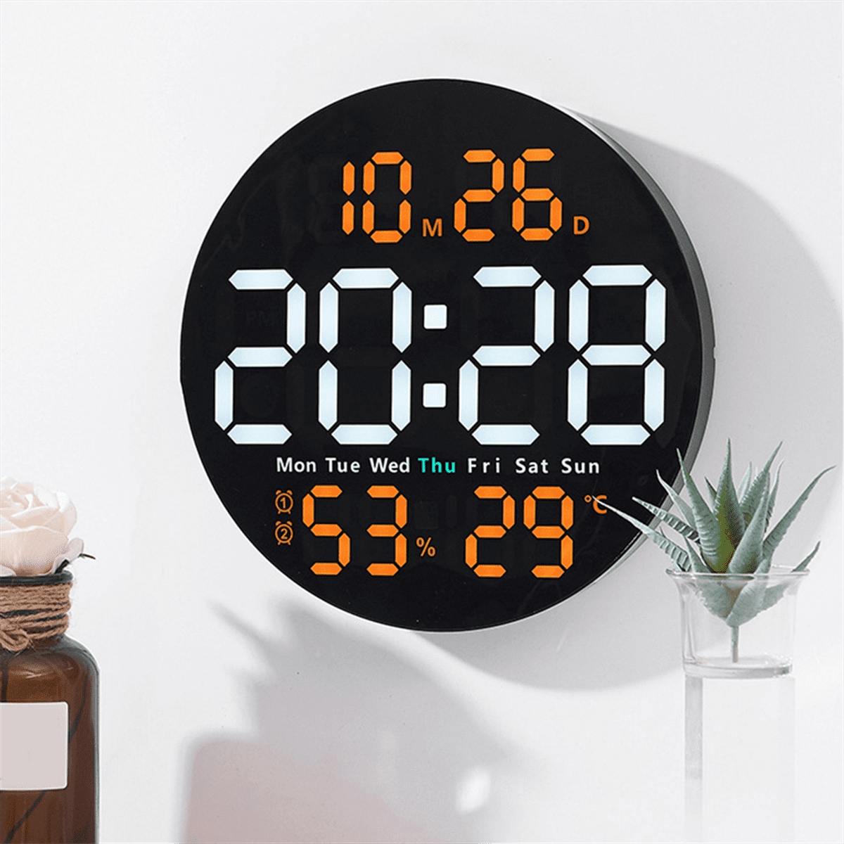 10Inch Temperature Humidity Digital Wall Clock with Remote Control ...