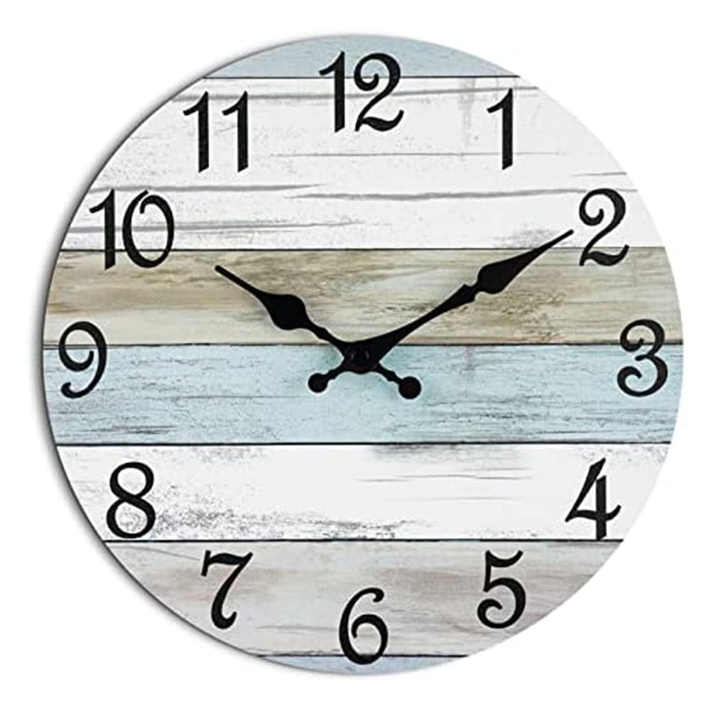10Inches Wooden Wall Clock Silent Rural Pastoral Digital Clock ...