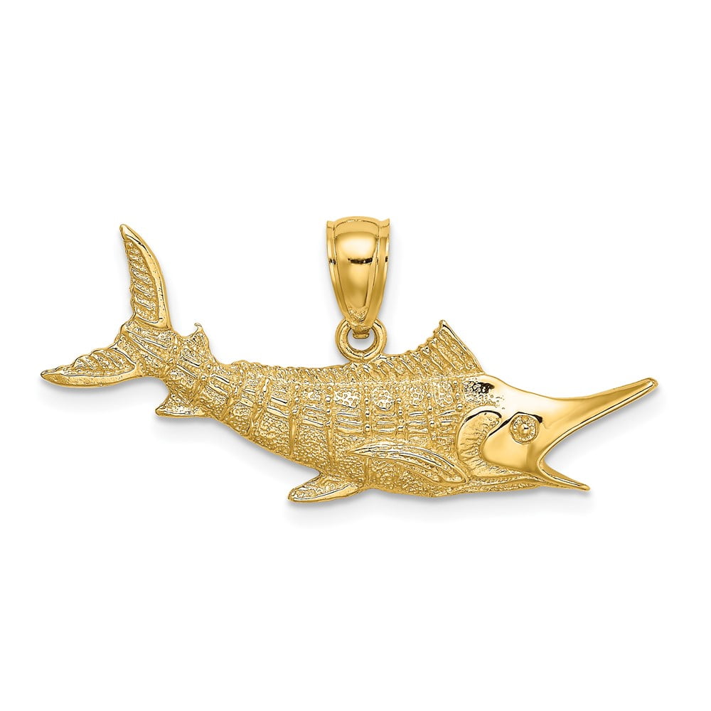 10K 2-D Textured Marlin Fish Charm - Walmart.com