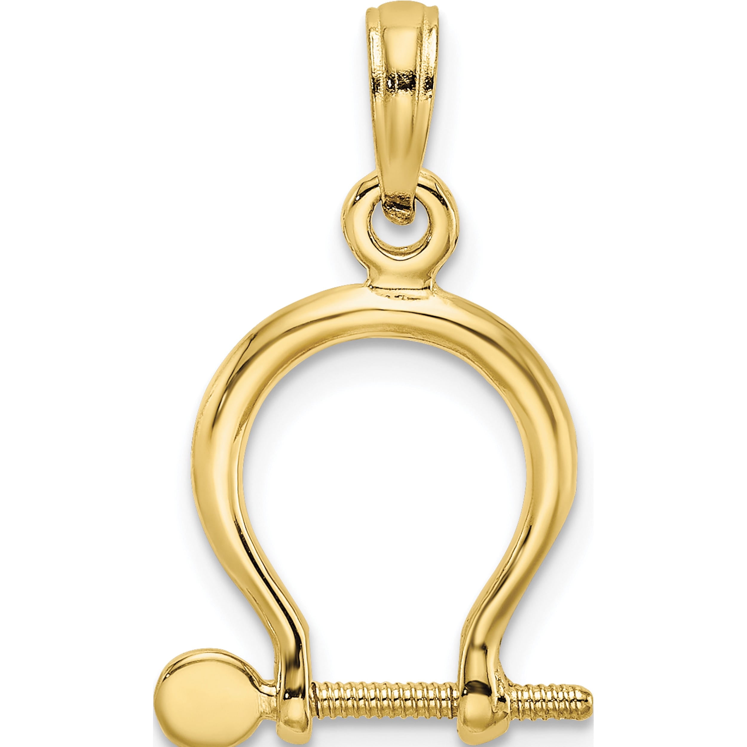 10K 3-D Small Shackle Link Screw Charm Yellow Gold Material Sparkling ...