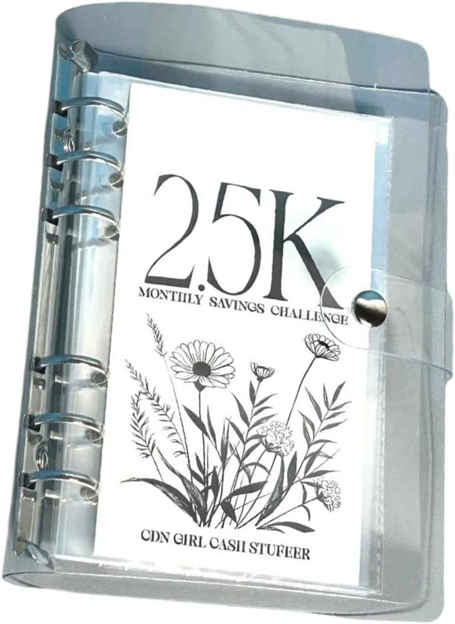 10K/5K/2.5K Savings Challenge Binder – Clear Envelope Covers Monthly ...