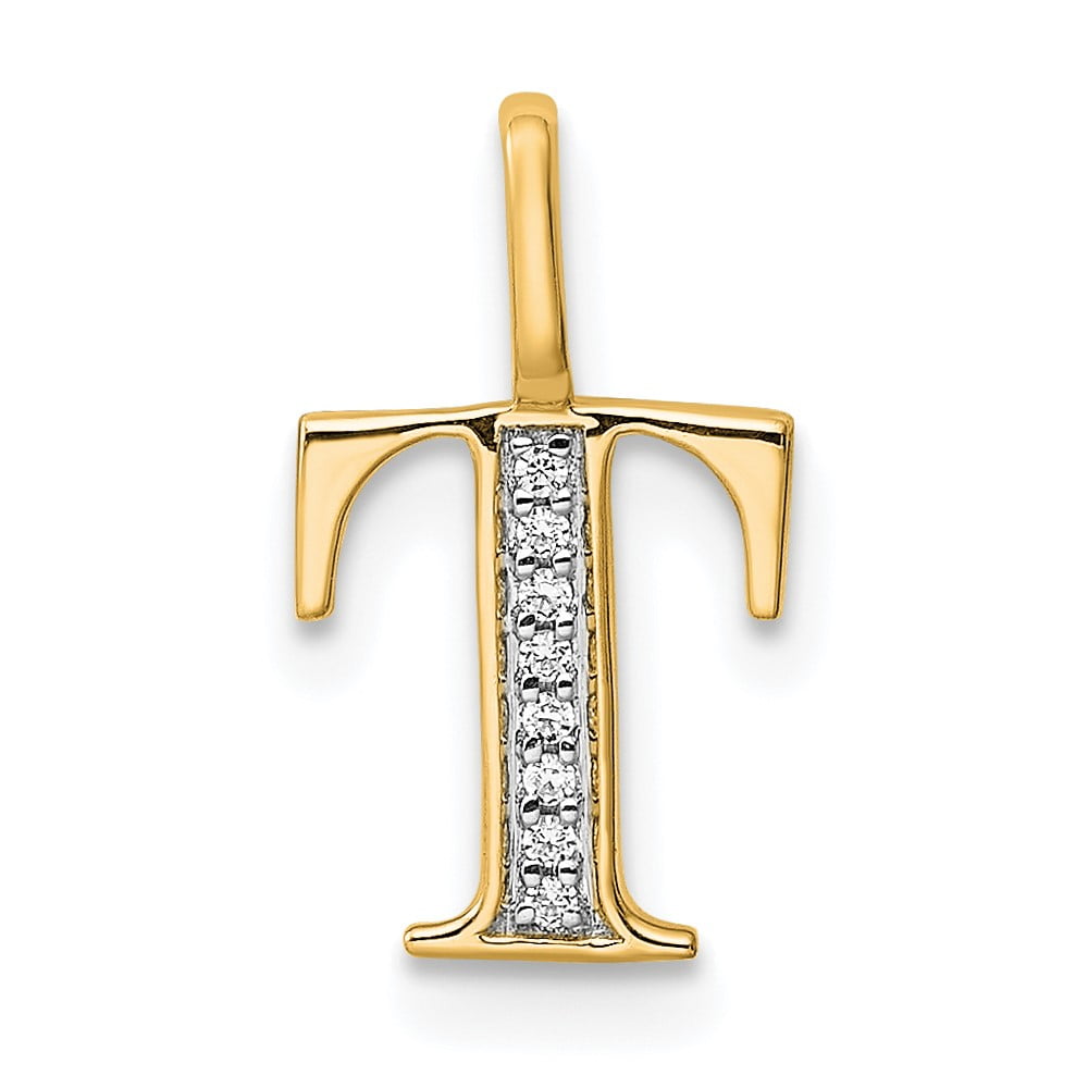10K Diamond Letter T Initial Pendant - Walmart.com