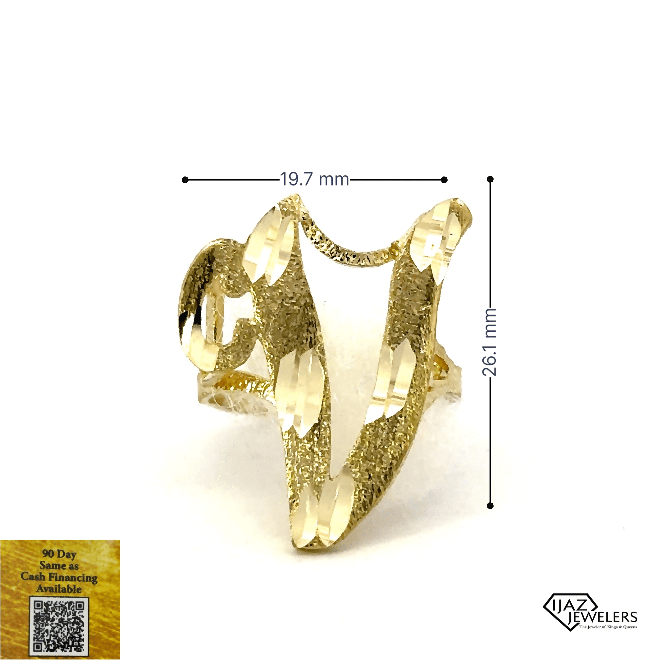 10K Gold Big Diamond Cut V Ring - Walmart.com