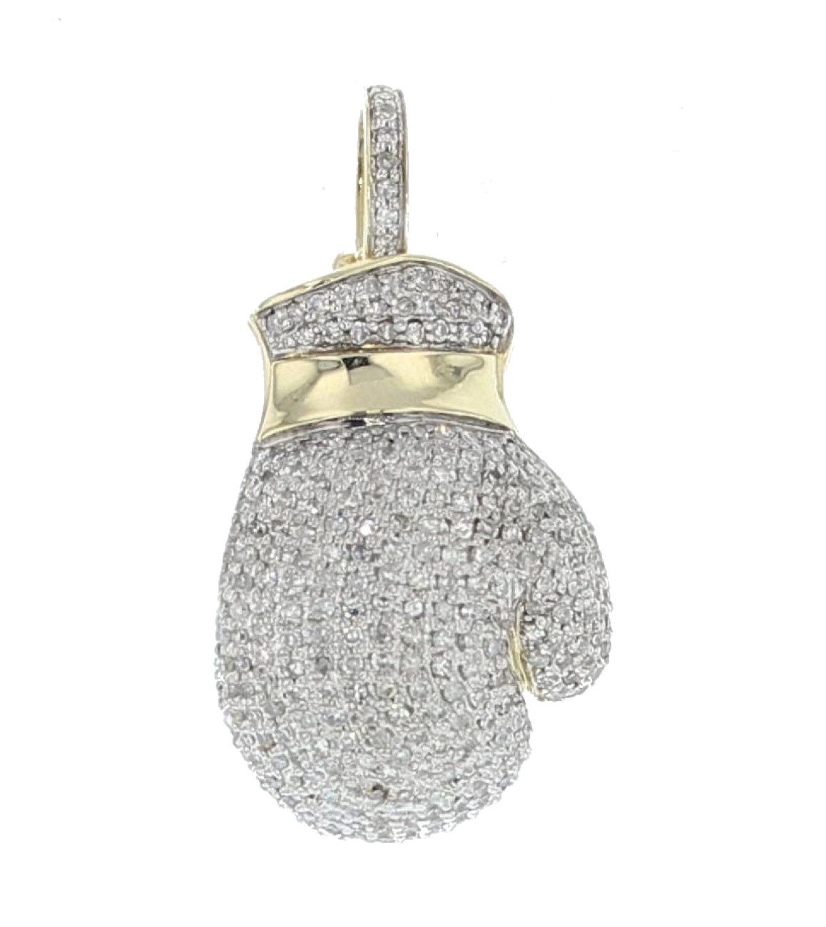 10K Gold Boxing Glove Pendant With Diamonds 1.12ctw 33MM Tall Mens ...