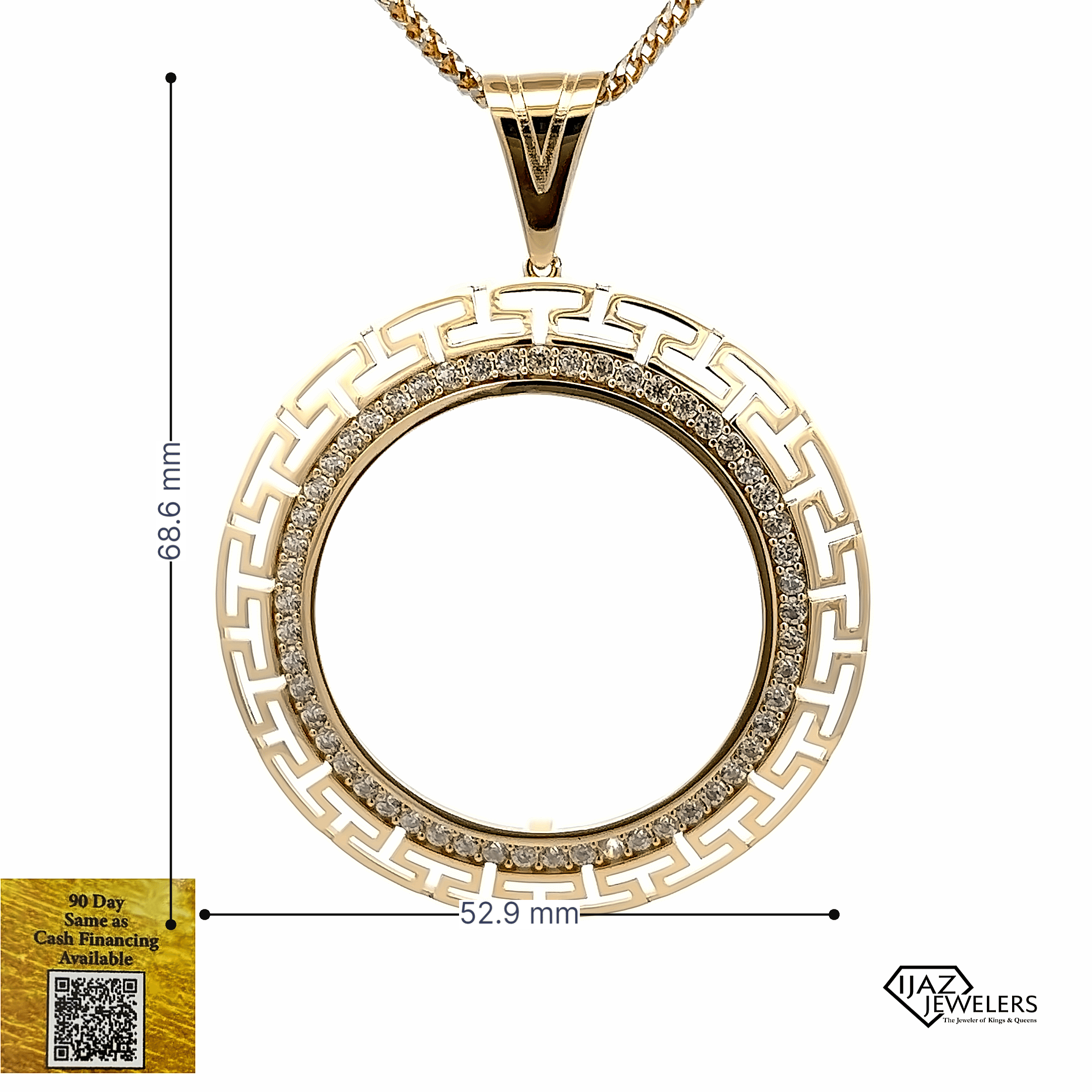 10K Gold CZ Greek Tribal Border Centenario Bezel Charm - Walmart.com