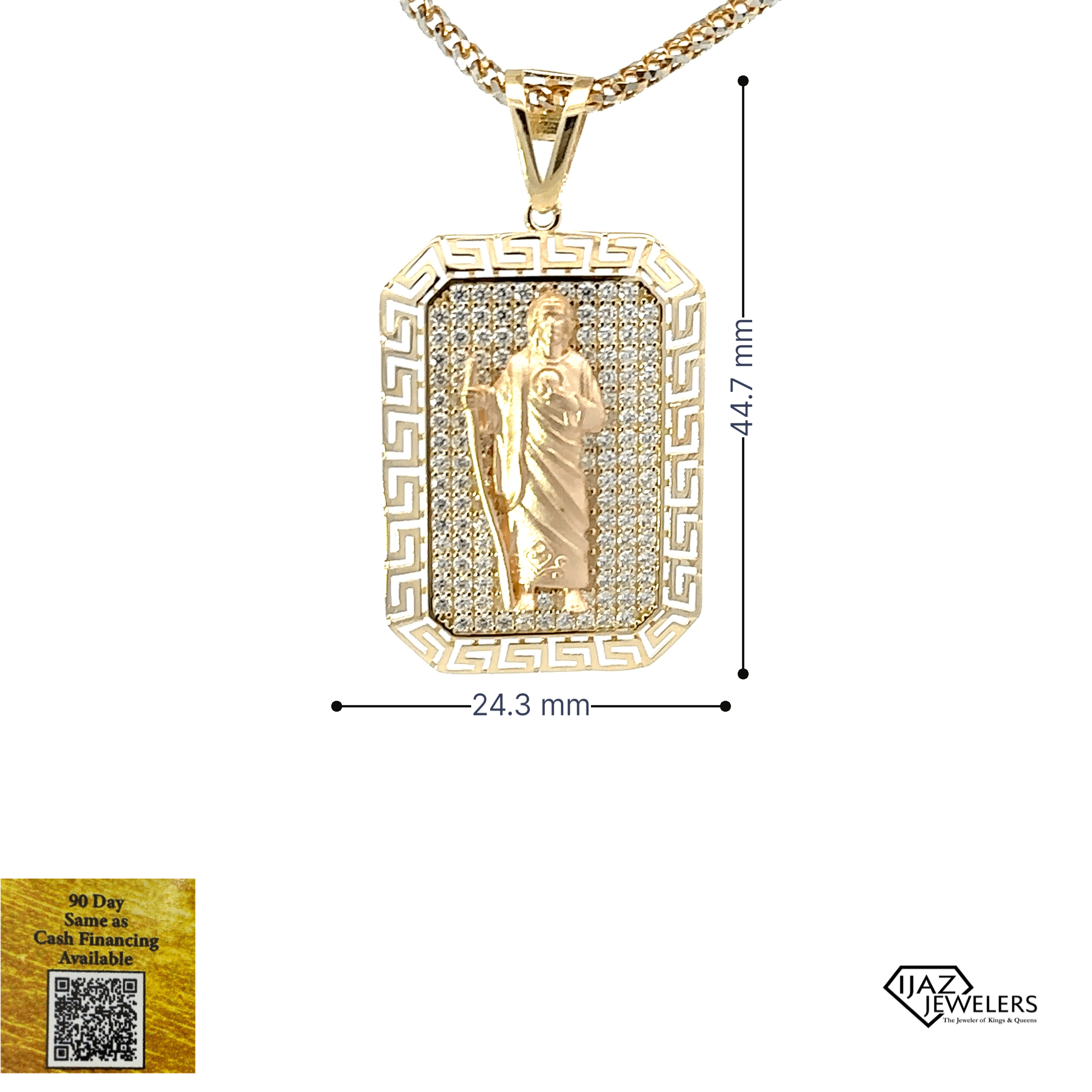 10K Gold CZ Two Tone ST. Jude Greek Tribal Border Charm - Walmart.com