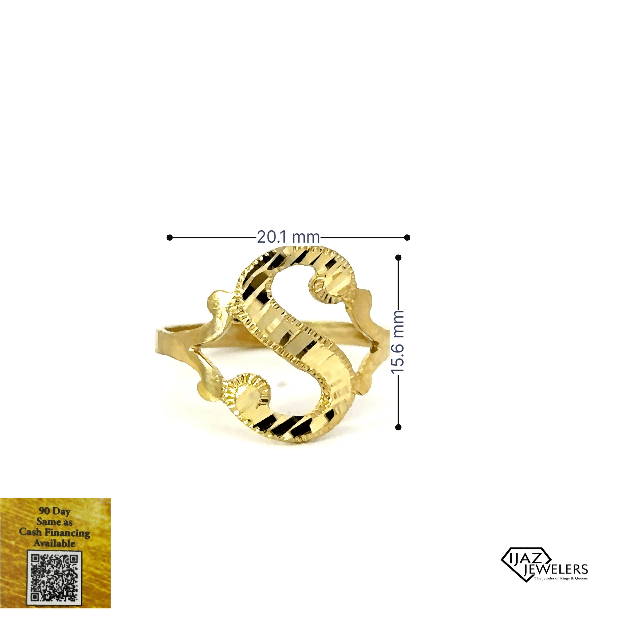 10K Gold Cursive Diamond Cut S Ring - Walmart.com