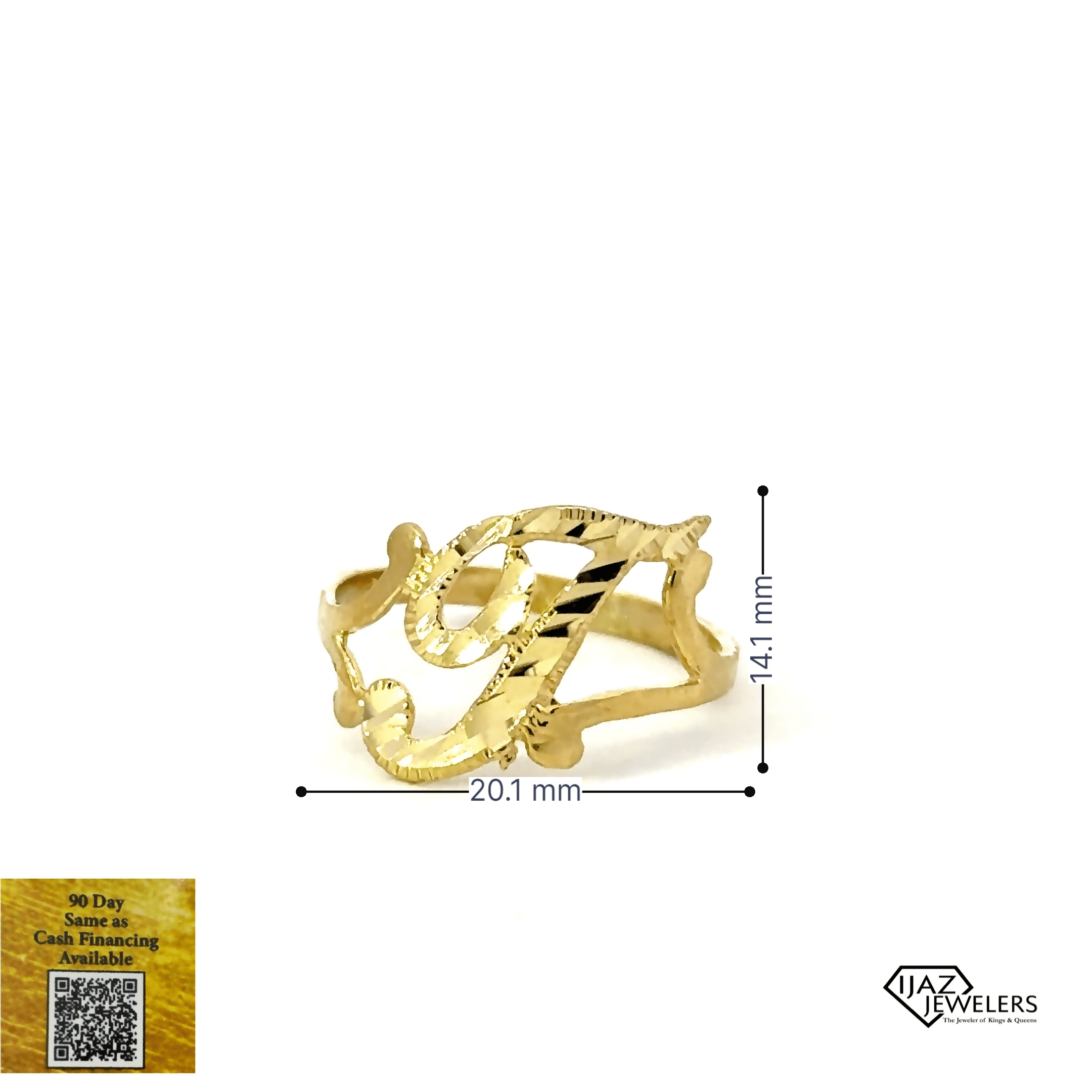 10K Gold Cursive Diamond Cut T ring - Walmart.com