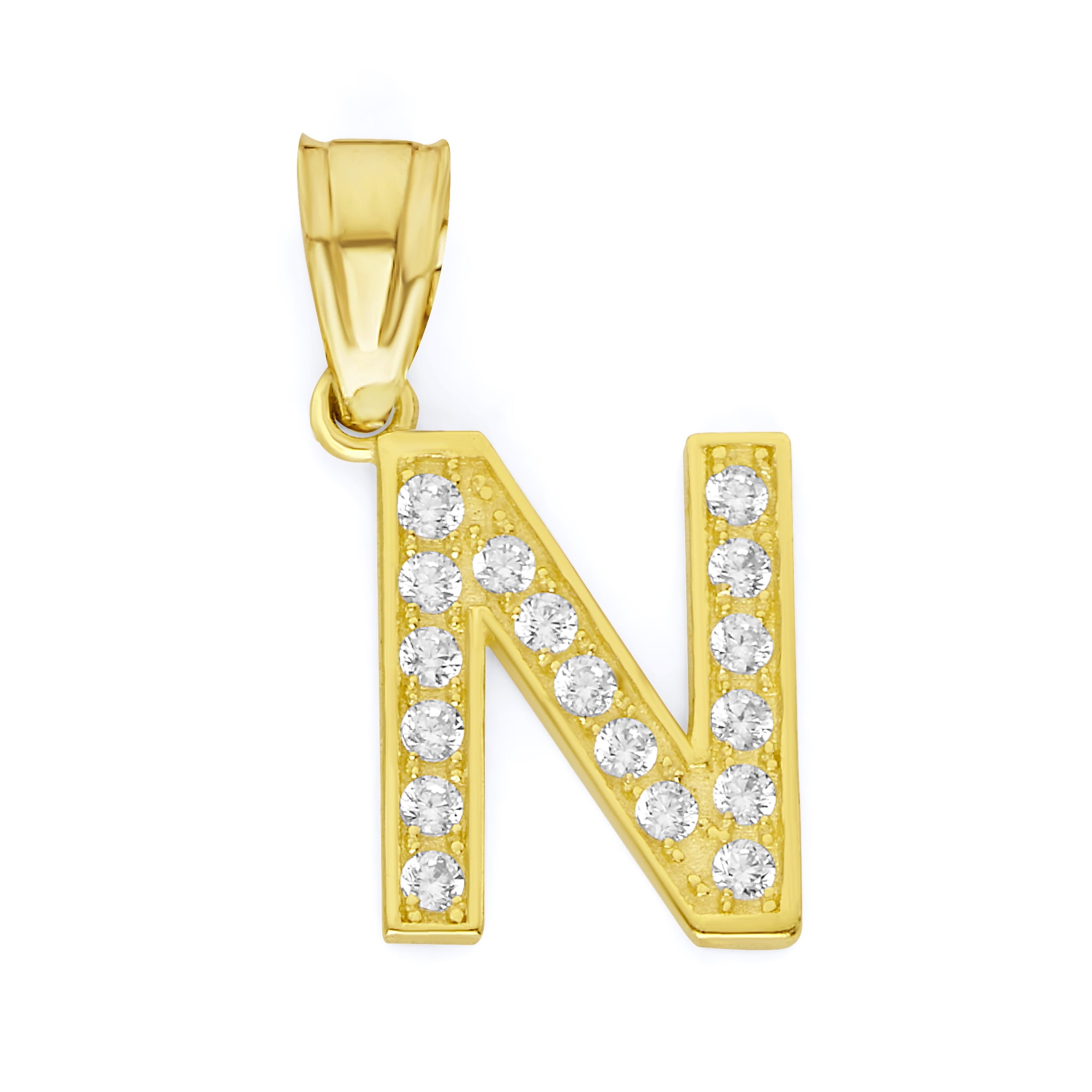 10K Gold Letter N Initial Pendant for Necklace or Chain, Letter Jewelry ...
