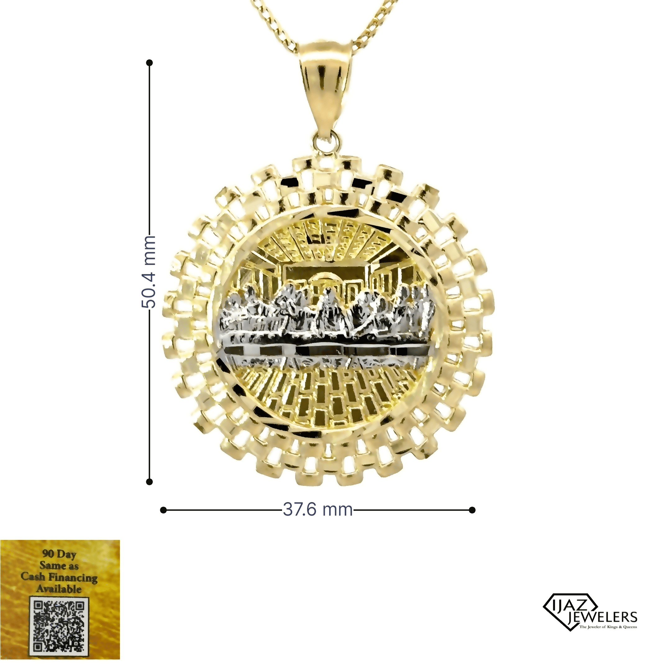 10K Gold RX Band Style Border Last Supper Charm - Walmart.com