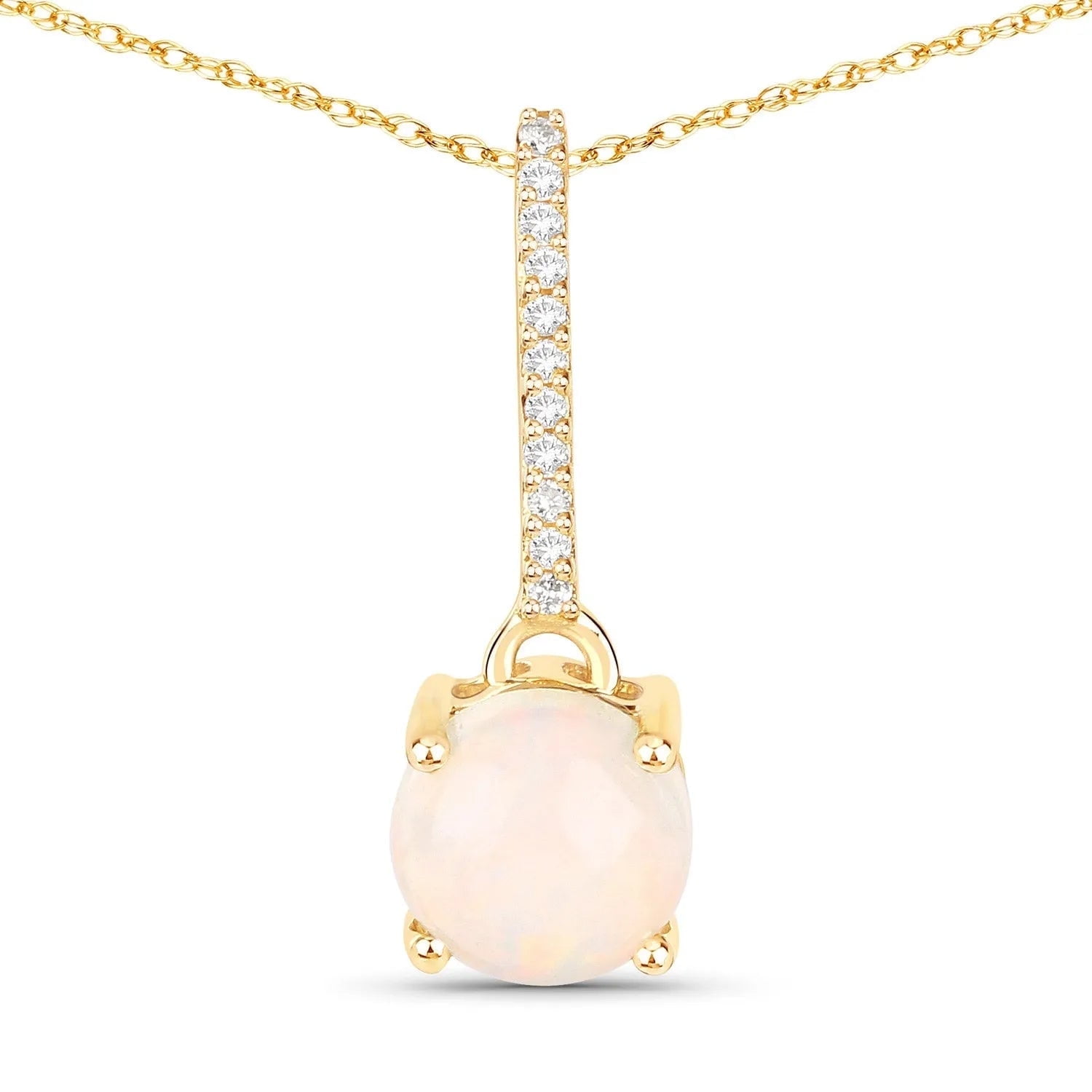 10K Gold Real Opal And Diamond Necklace - Walmart.com