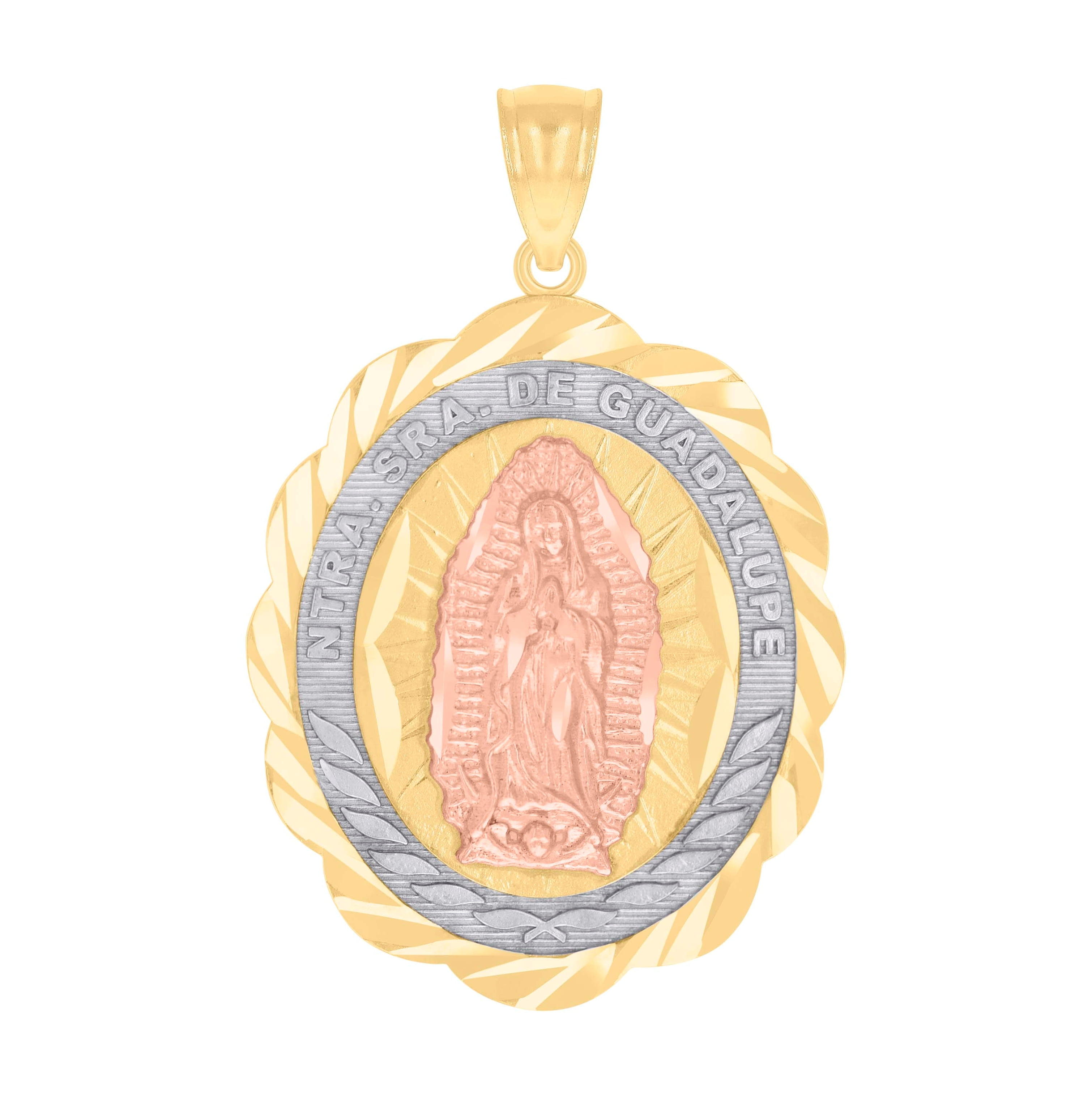 10K Gold Tri-Color Diamond-Cut Womens Ntra Sra De Guadalupe Religious ...