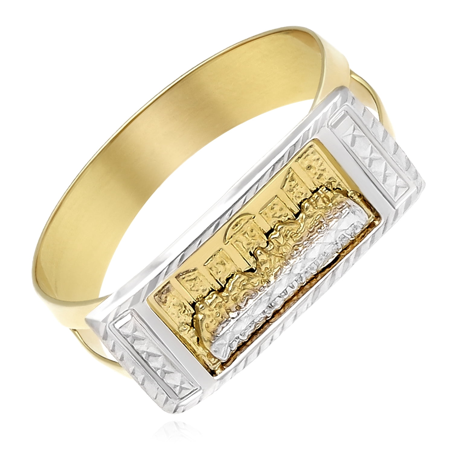 10K Gold Two-Tone Yellow White The Last Supper Religious Signet Ring ...
