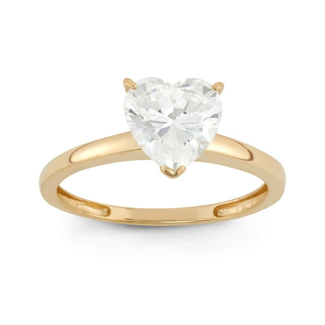 10K Gold cz heart solitaire ring - Walmart.com