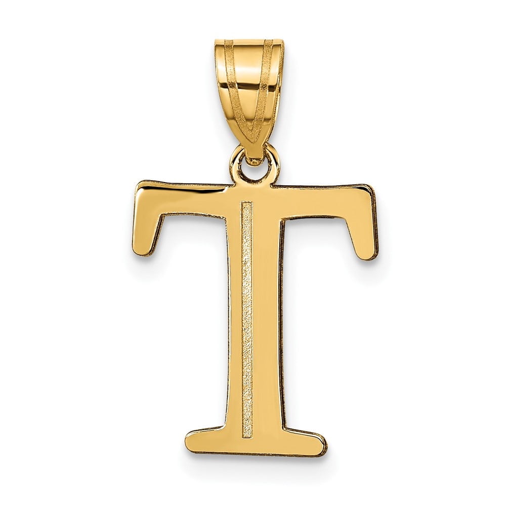 10K Polished Etched Letter T Initial Pendant - Walmart.com