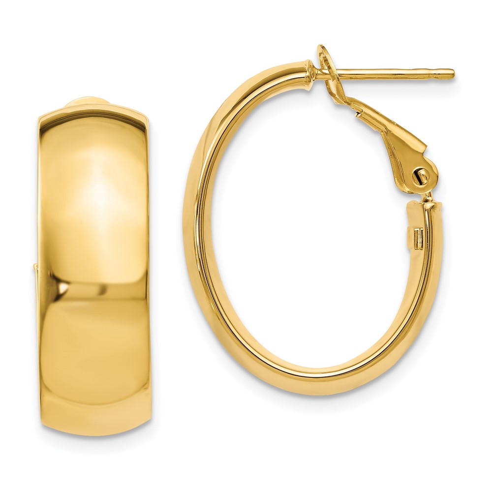 10K Polished Omega Back Hoop Earrings - Walmart.com
