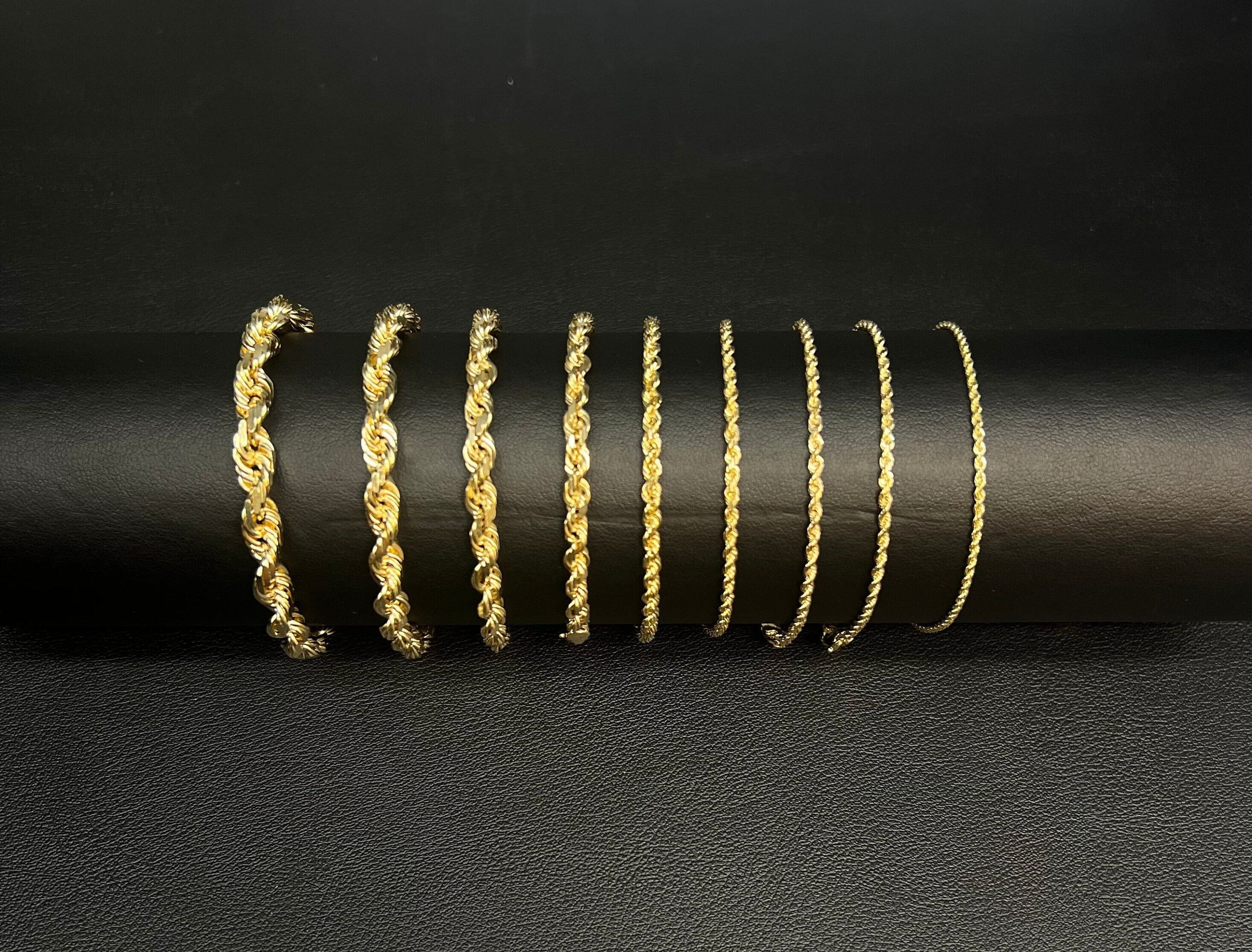 10K Real SOLID Gold Chain Bracelet, Gold Bracelet 1.6mm - 5mm,10K Gold ...