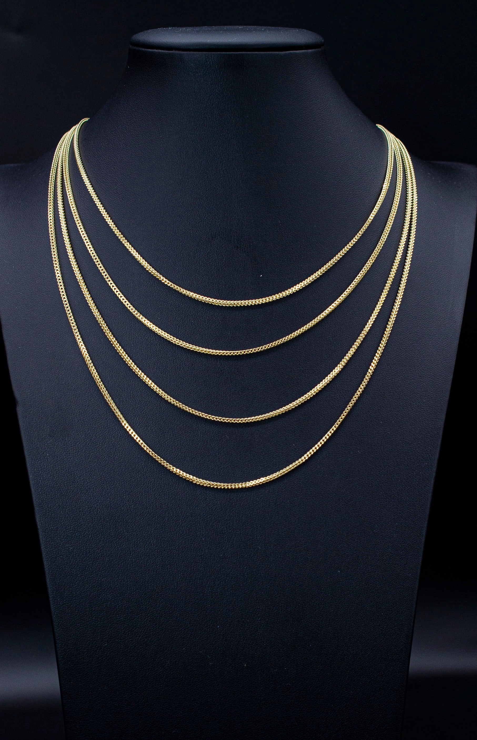 10K Real Semi Solid Gold Franco Chain Necklace, 16"-24" inch, 1.8mm ...
