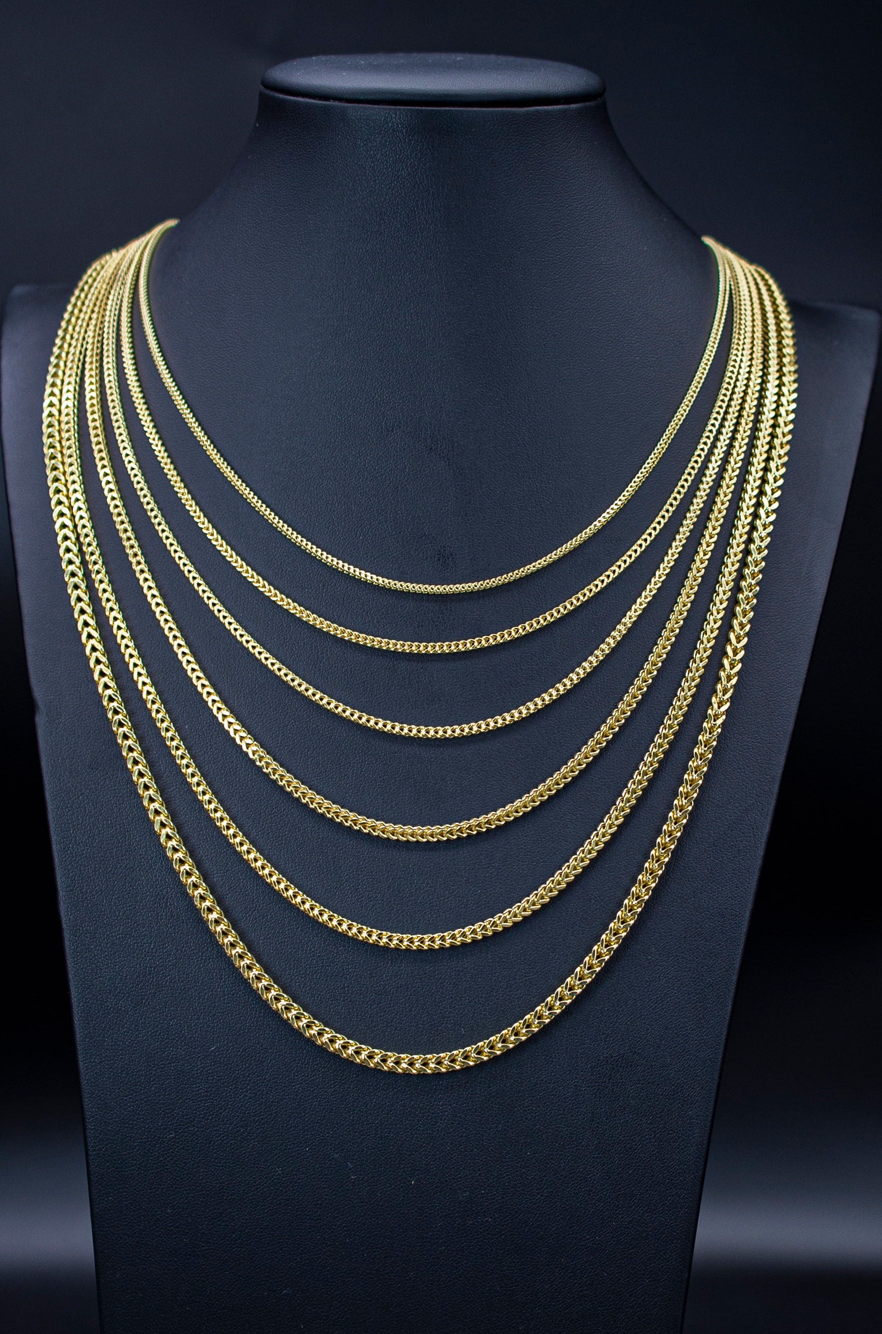 10K Real Semi Solid Gold Franco Chain Necklace and Bracelets, 1.8mm ...