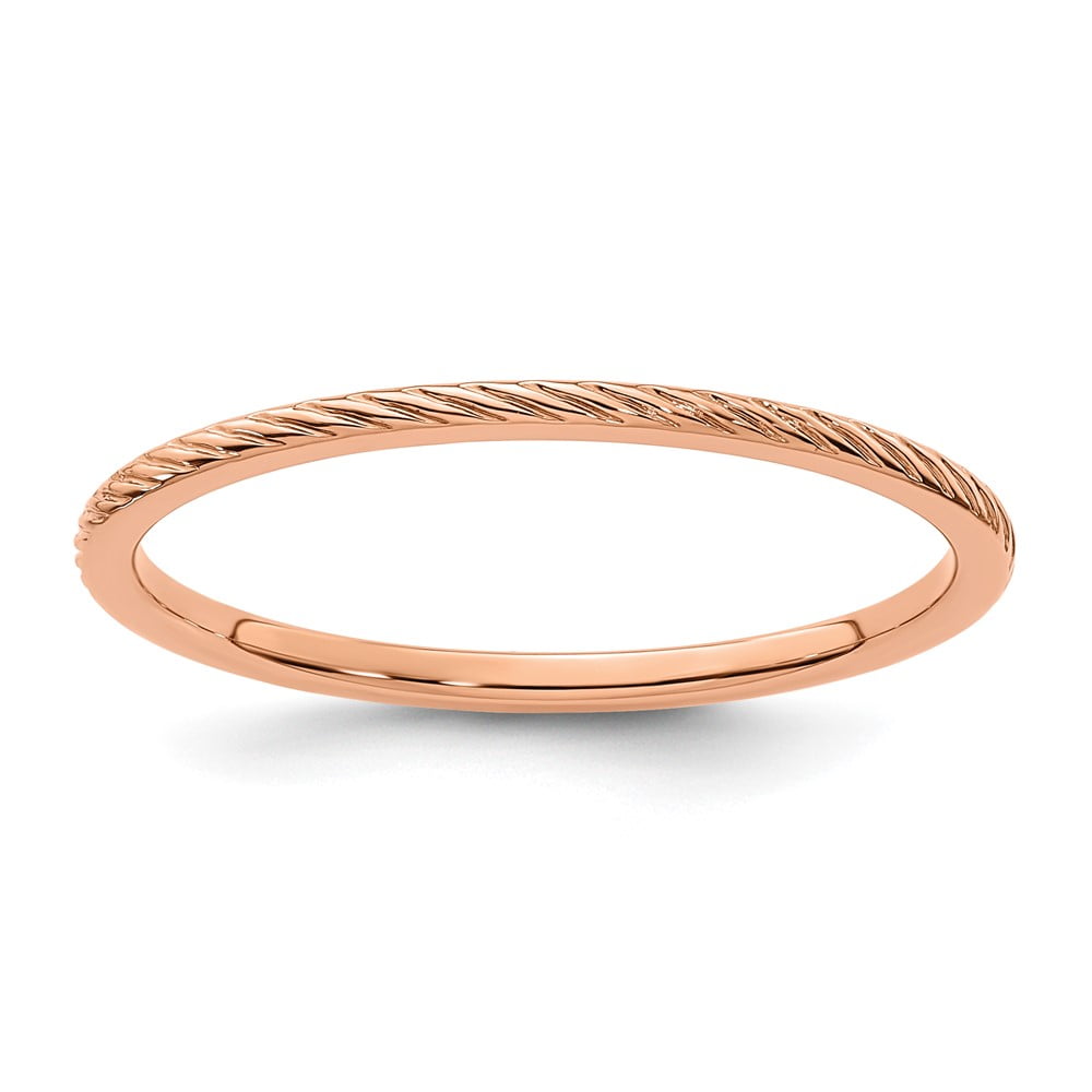 10K Rose Gold 1.2mm Twisted Wire Pattern Stackable Band Size 5.5 ...