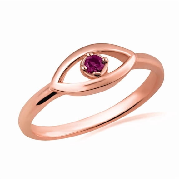 10K Rose Gold Evil Eye Birthstone Protection Ring Aquamarine (SIZE 12 ...