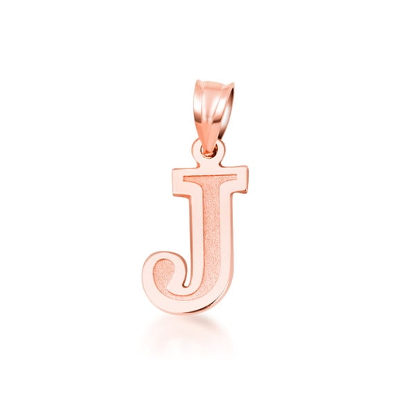 10K Rose Gold Personalized Letter "A-Z" Initial Satin Finish Pendant ...