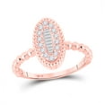 10K Rose Gold Womens Baguette Diamond Oval Cluster Ring 1/4 Cttw ...