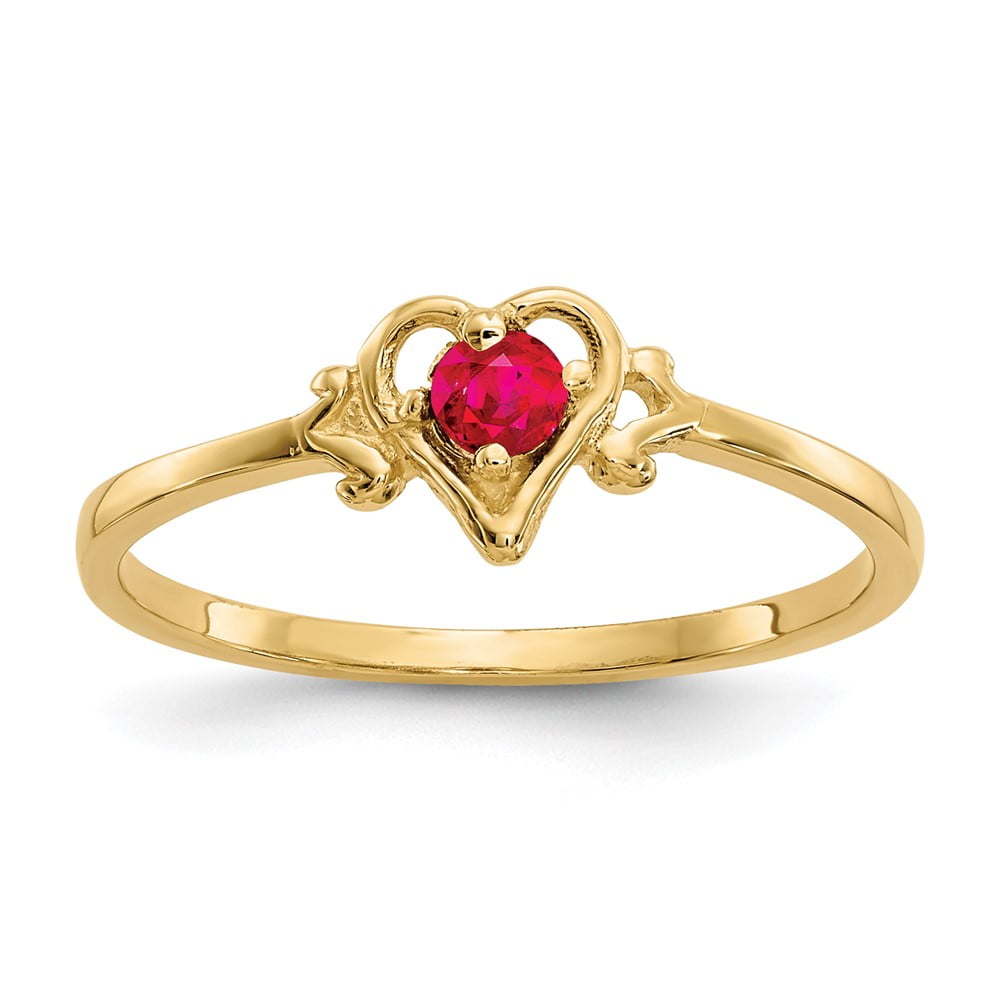 10K Ruby Birthstone Heart Ring - Walmart.com