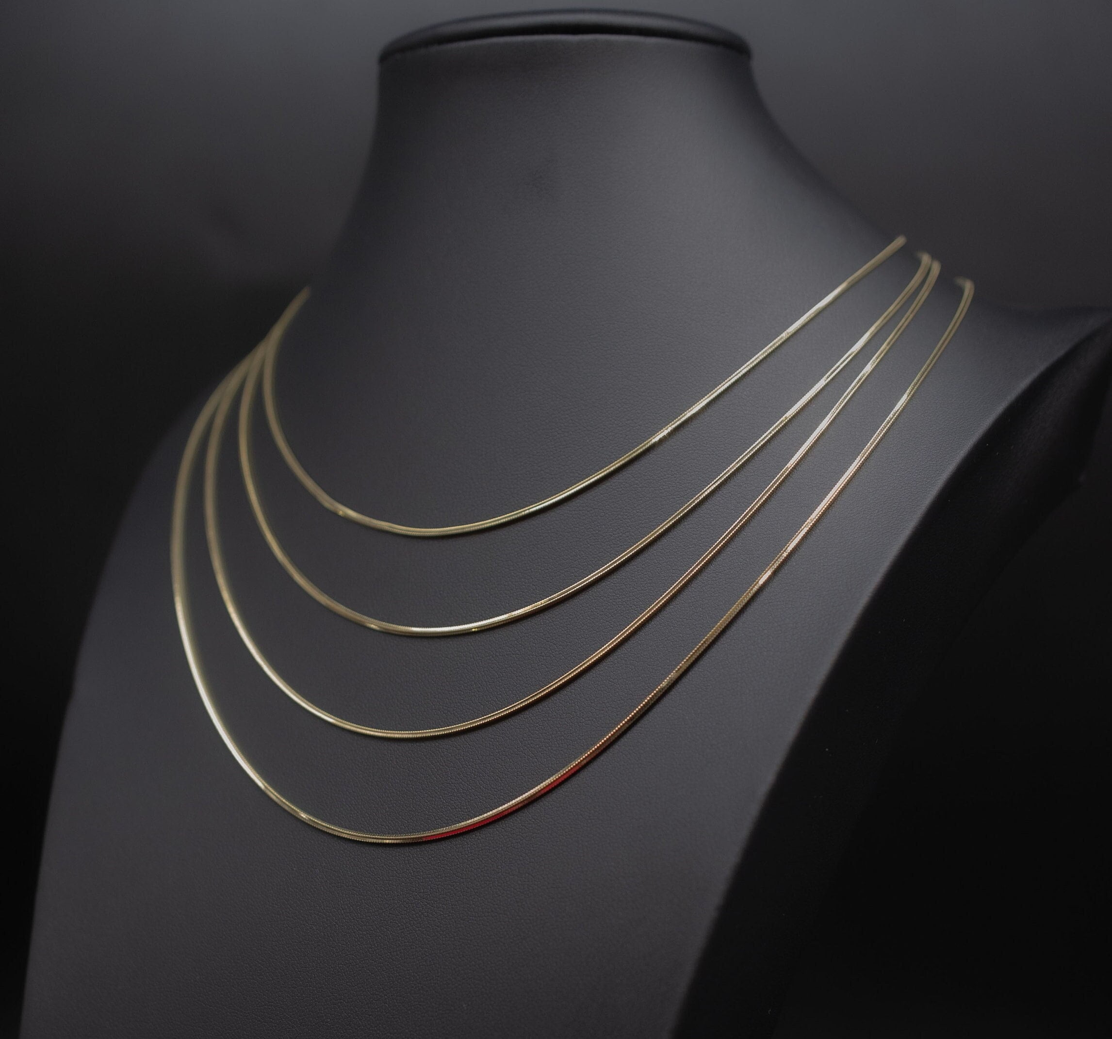 10K SOLID Gold Snake Chain, 10k Real Gold 1.5mm Heavy Box Chain, 10k ...