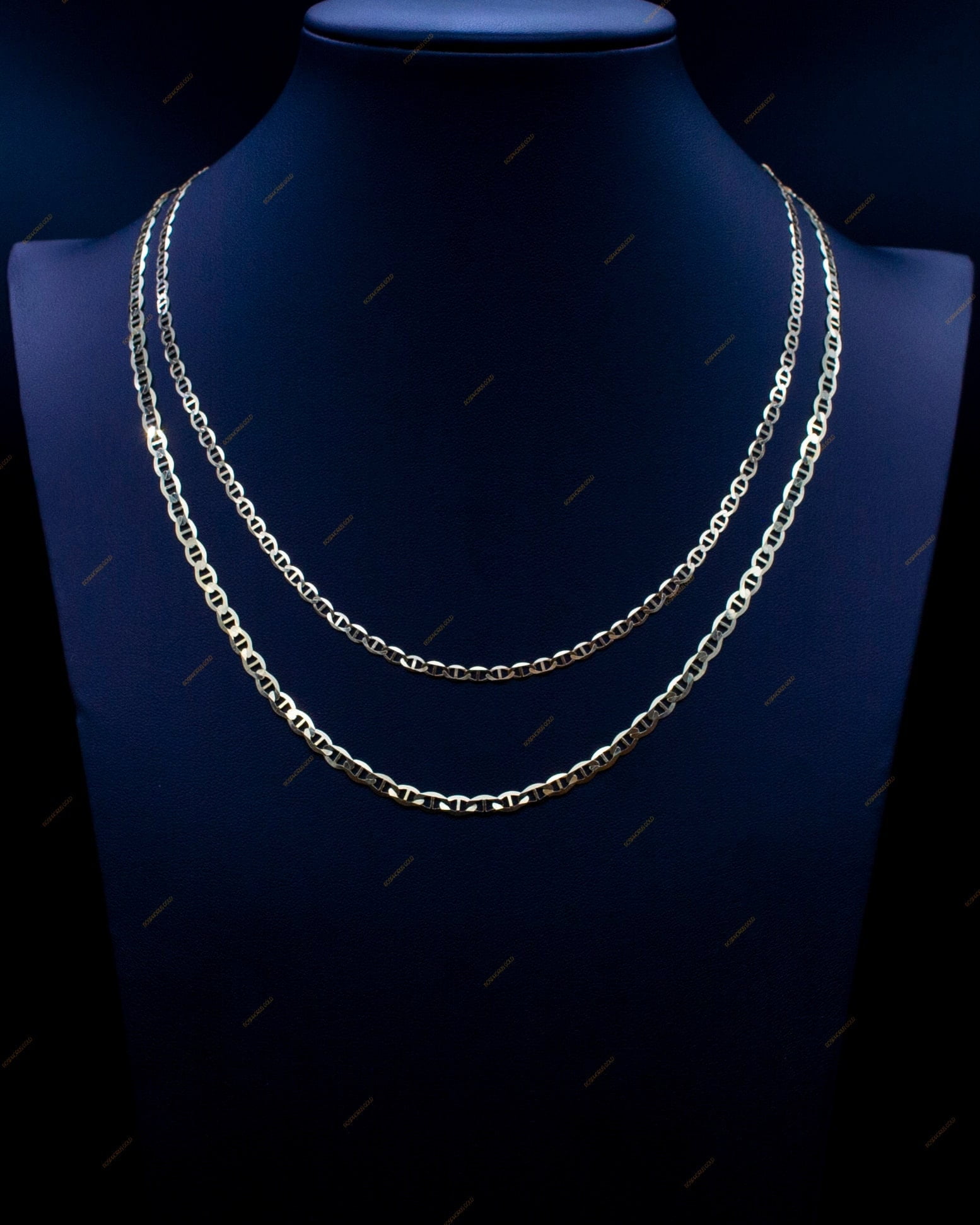 10K SOLID Mariner Anchor Chain, Real Solid 10K Yellow Gold Necklace ...