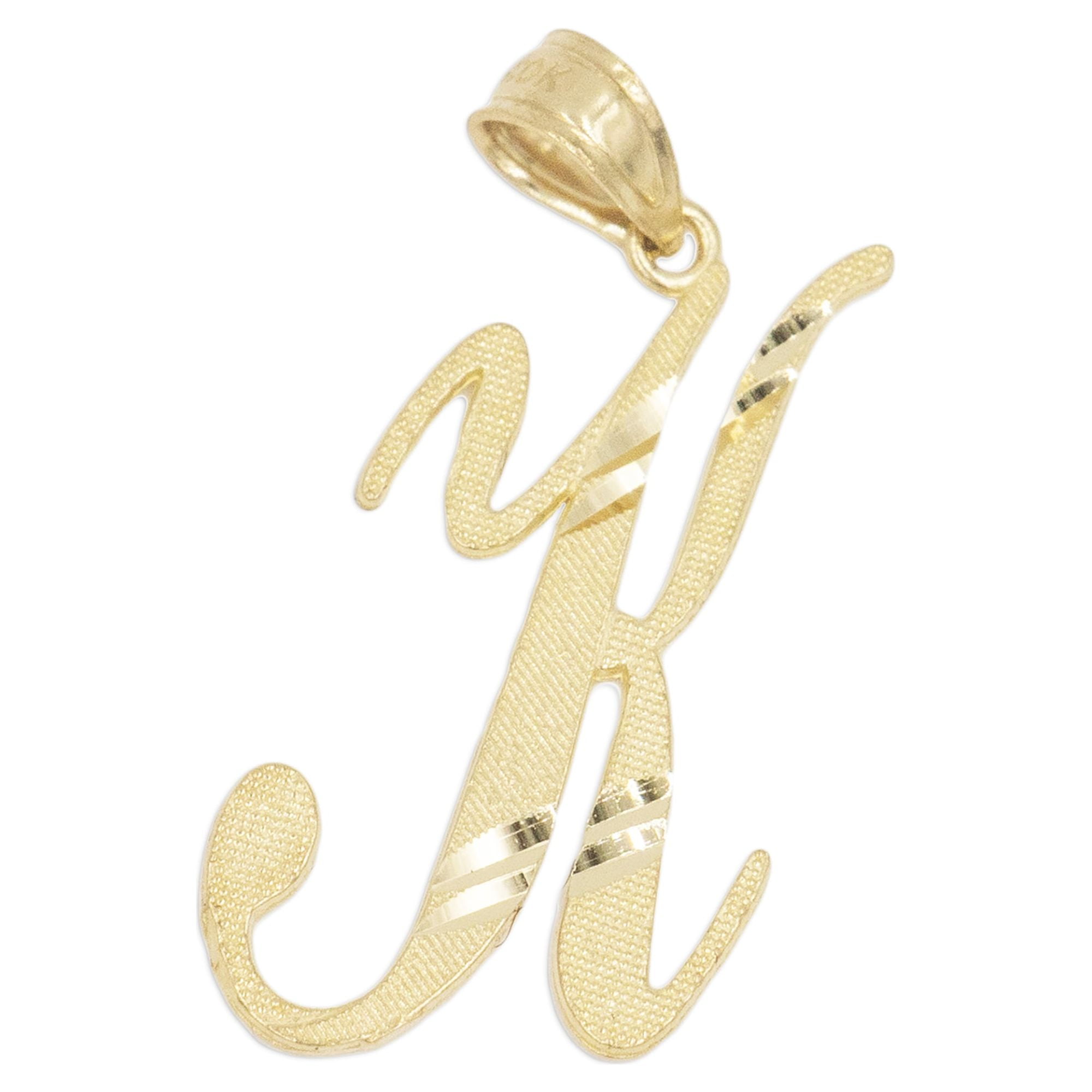 10K Solid Real Gold Personalized Cursive K Initial Pendant, Available ...
