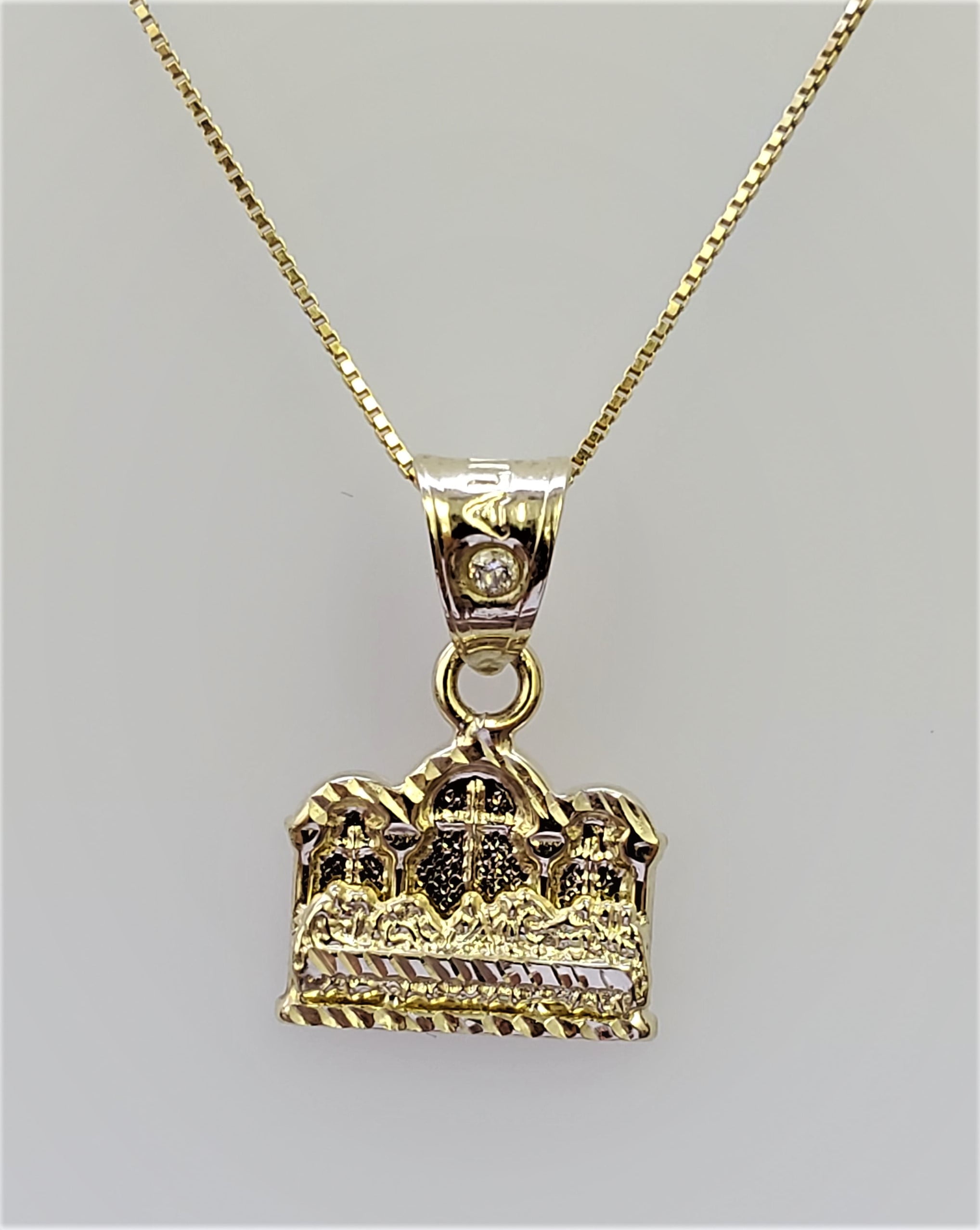 10K Solid Real Yellow Gold Last Supper Pendant Charm with Box Chain ...