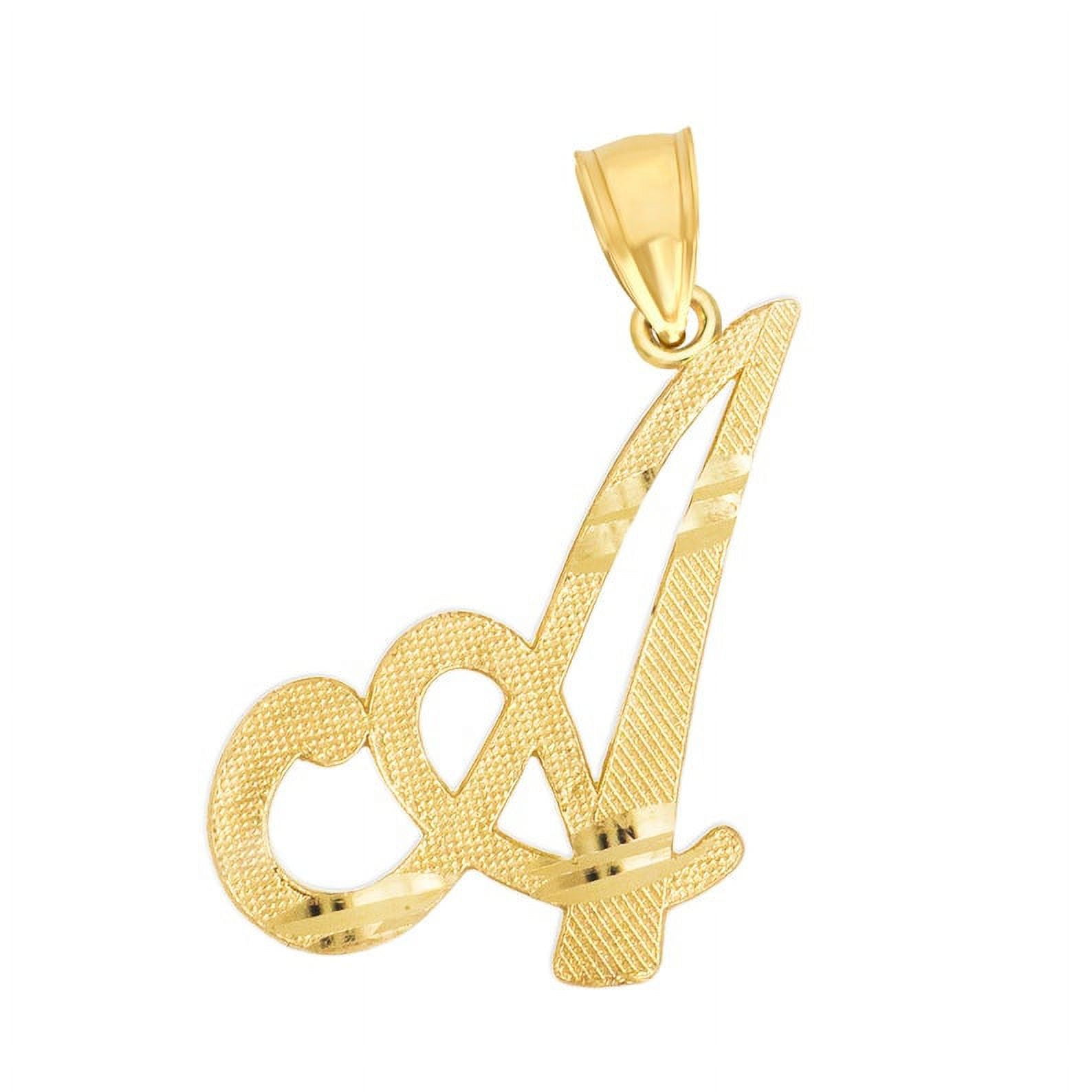 10K Solid Yellow Gold, Personalized Cursive A Initial Pendant Necklace ...