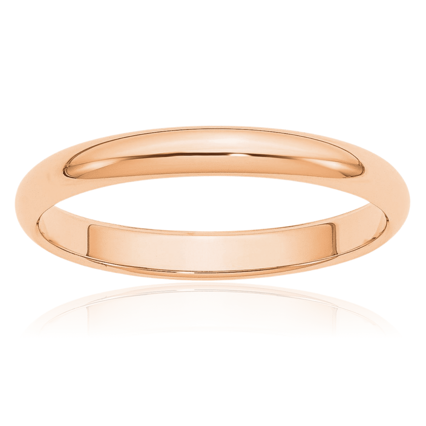 10K Solid Rose Pink Gold 3mm Half Round Plain Classic Wedding Band Ring - Walmart.com